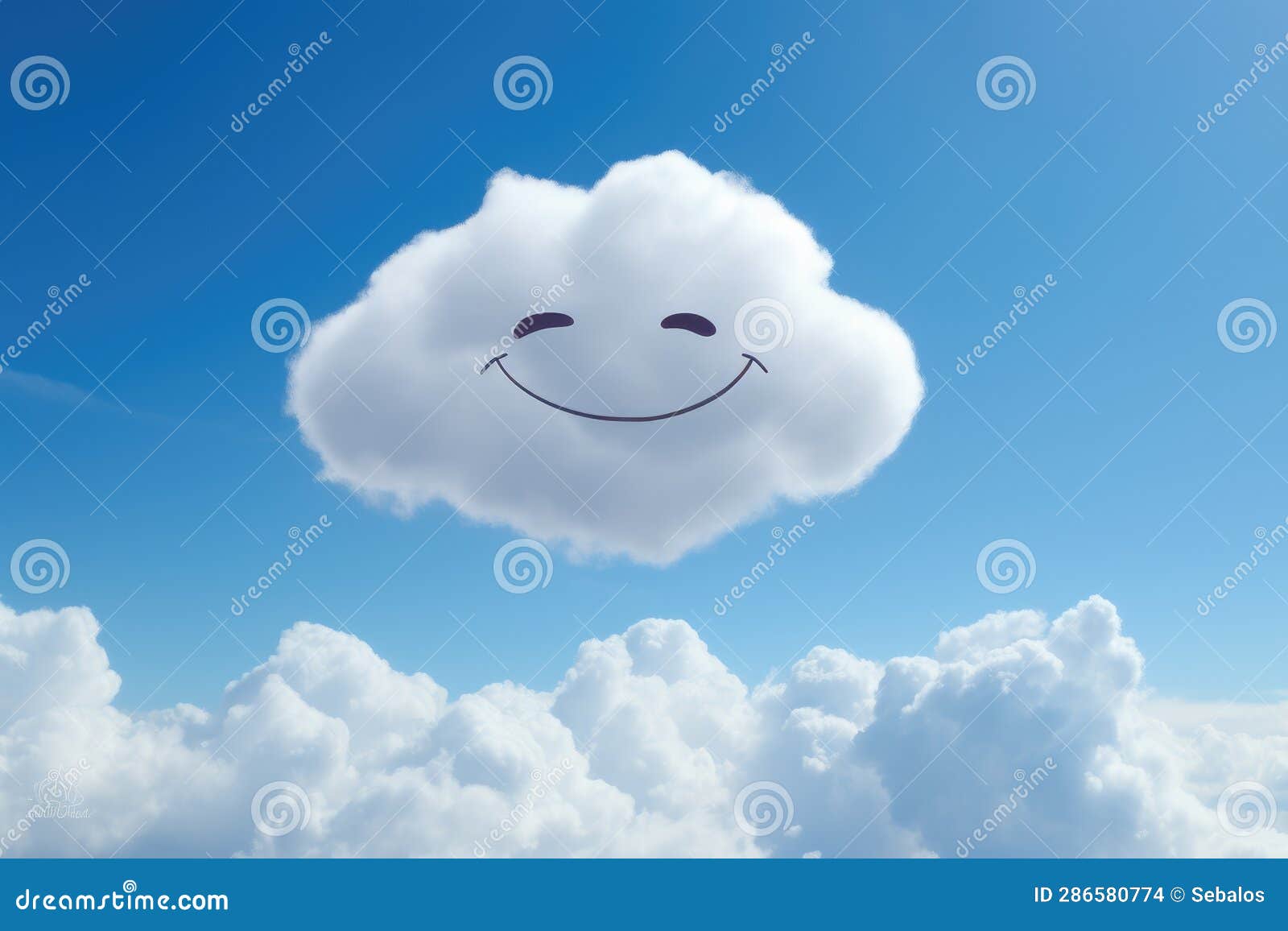 Cloud with a Smile Face in the Sky Stock Illustration - Illustration of ...