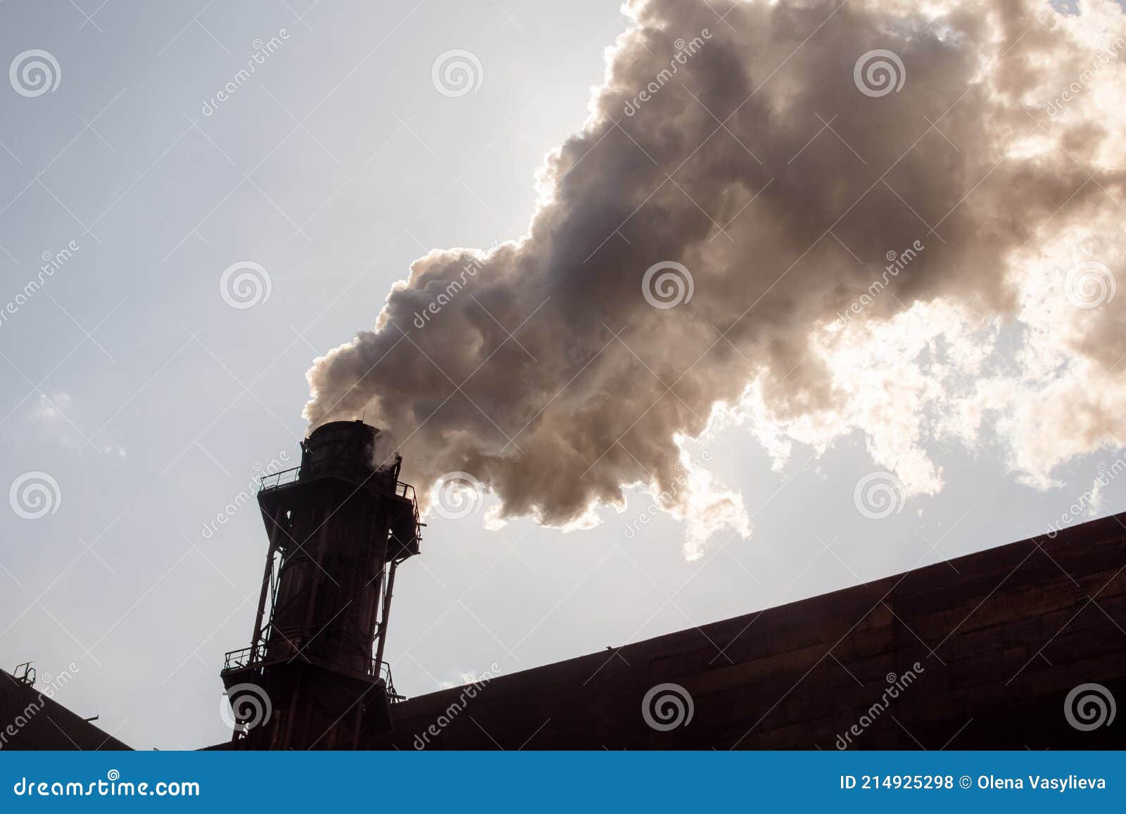 Smoke Obscured Sun. Smog And Sunny Sky. Emissions Of Pollution Into ...