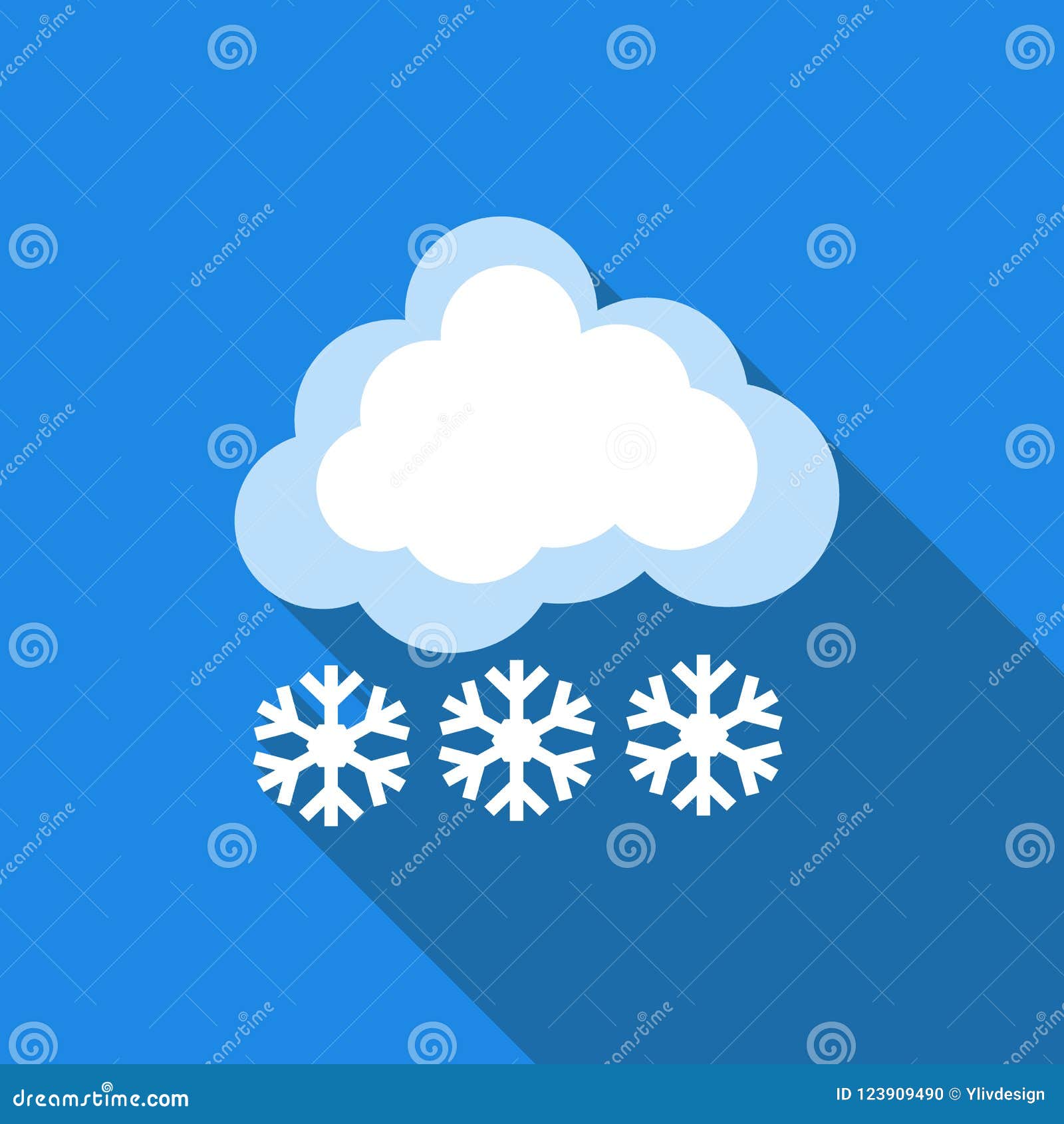 Cloud with Snow Icon, Flat Style Stock Illustration - Illustration of ...