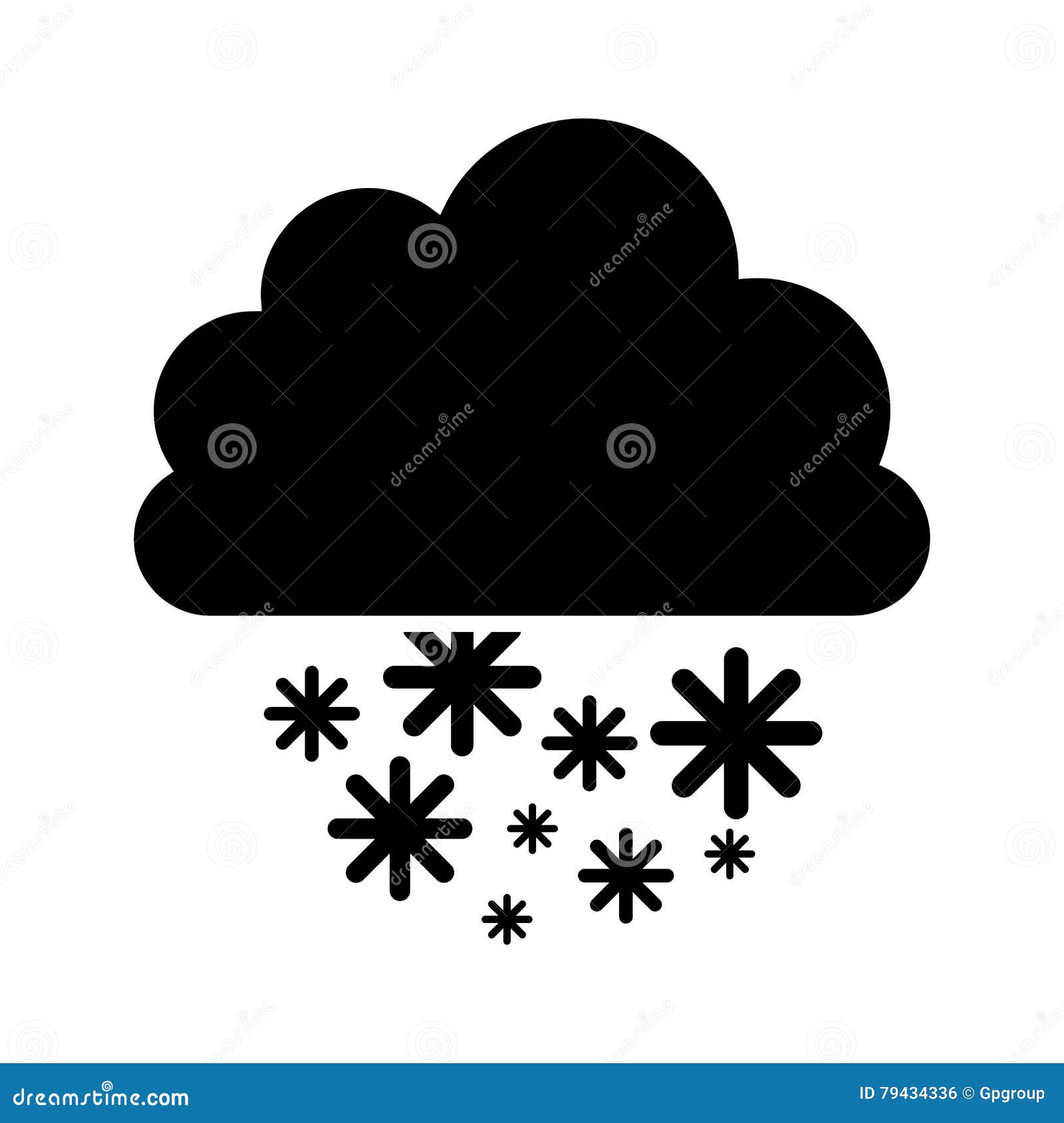 Cloud with snow icon image stock vector. Illustration of holiday - 79434336