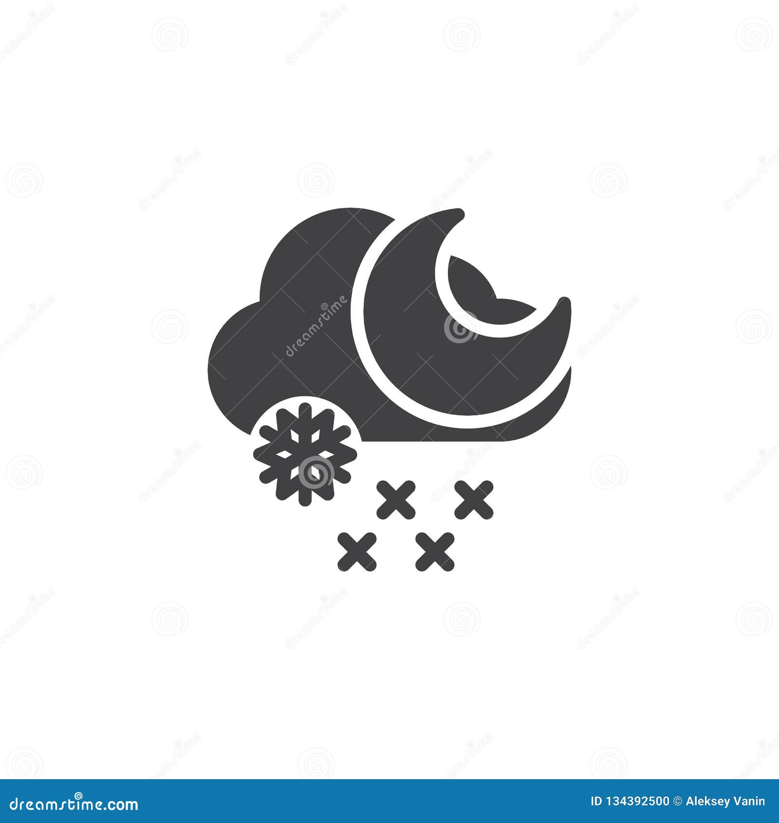 Cloud with Snow and Moon Vector Icon Stock Vector - Illustration of ...