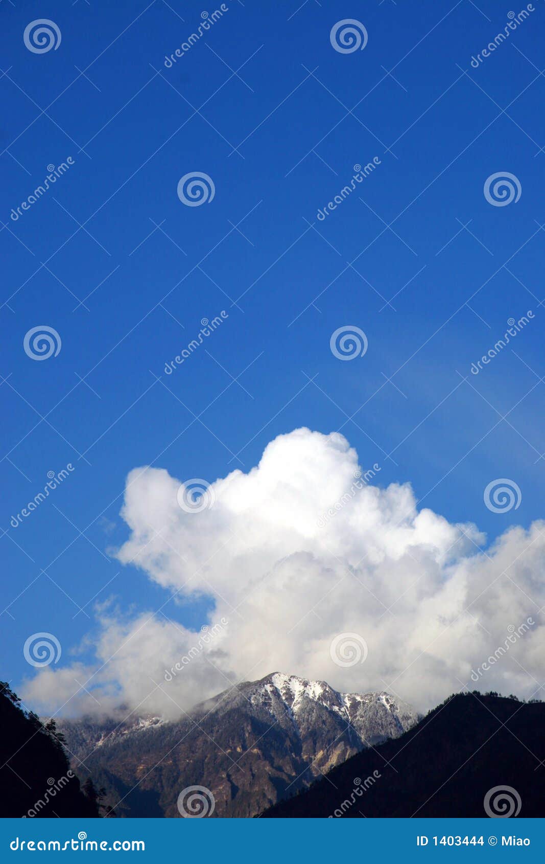 Cloud and snow mountains stock photo. Image of mountaintop - 1403444