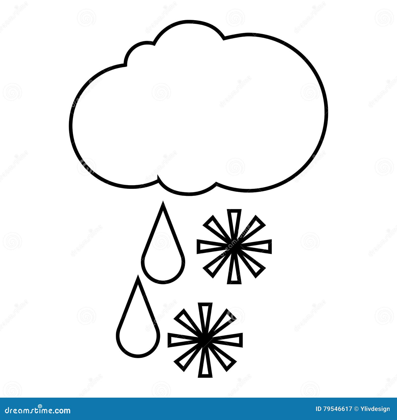 Cloud with Snow and Rain Icon, Outline Style Stock Vector ...