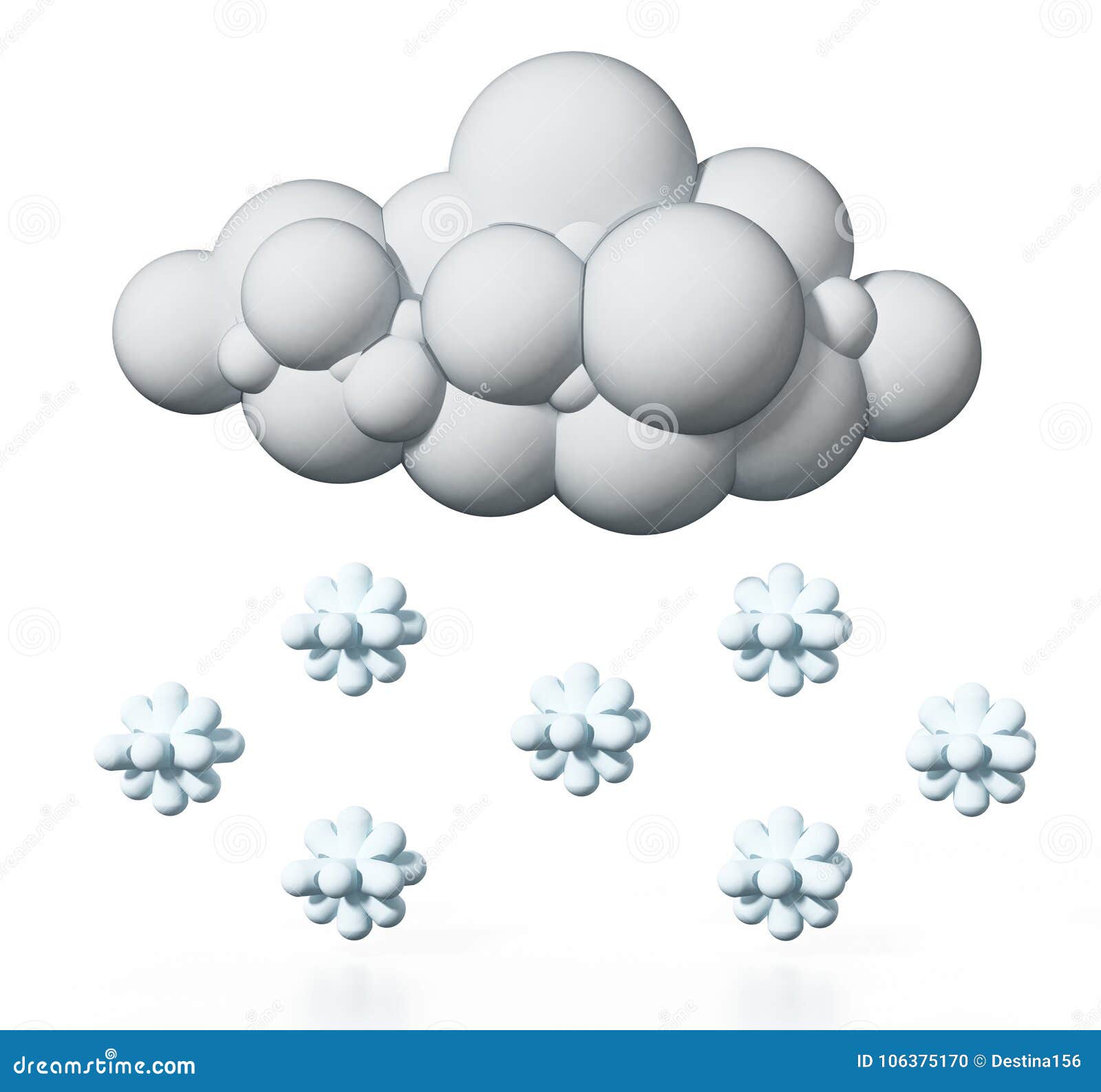 Cloud and Snow Symbols Isolated on White Background. 3D Illustration ...