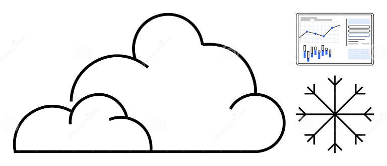 Cloud with Snowflake and Analytics Chart Suggesting Weather Data ...