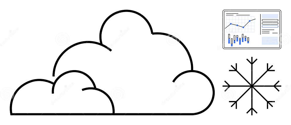 Cloud with Snowflake and Analytics Chart Suggesting Weather Data ...