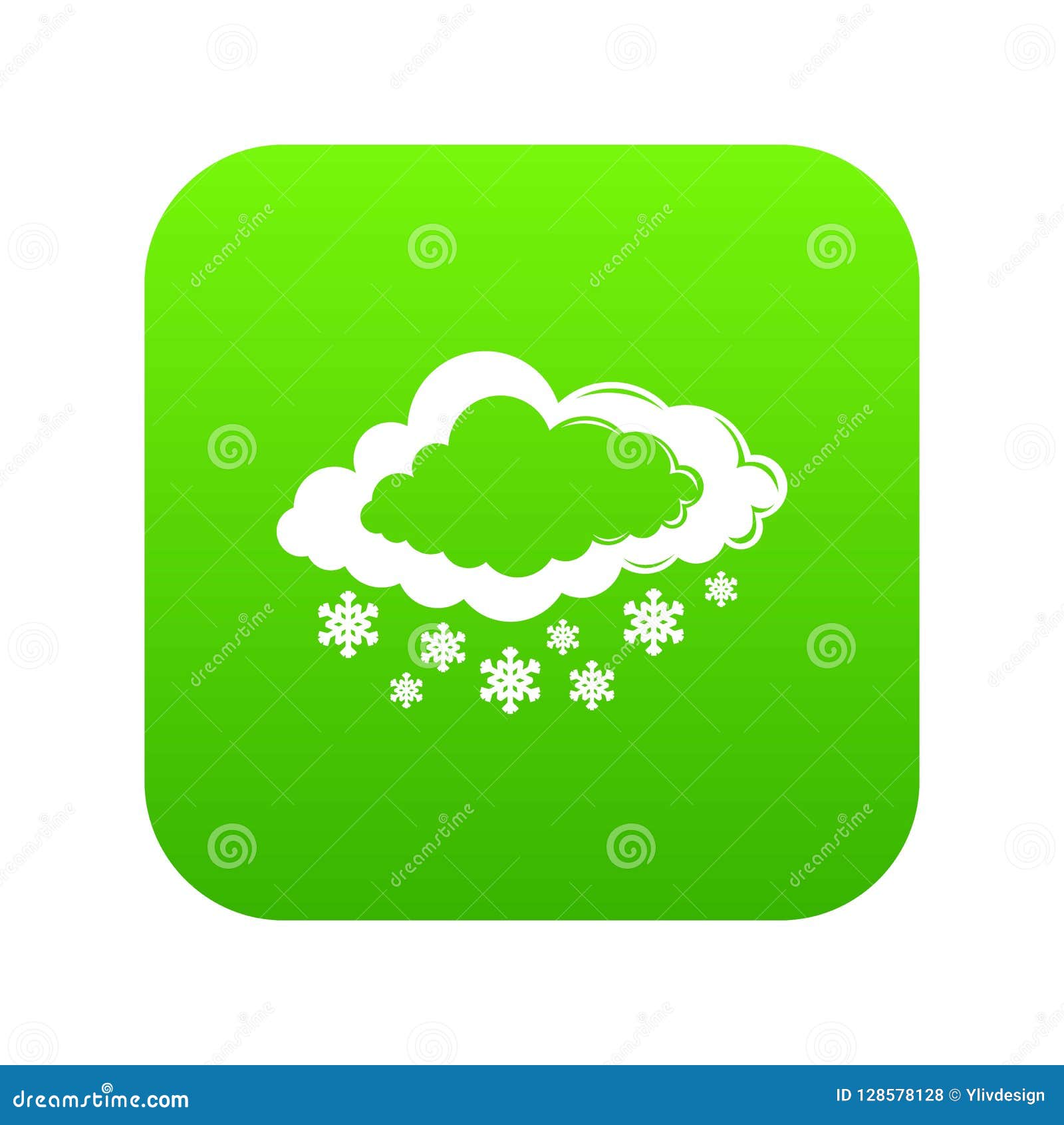 Cloud snowflake icon green stock illustration. Illustration of glossy ...