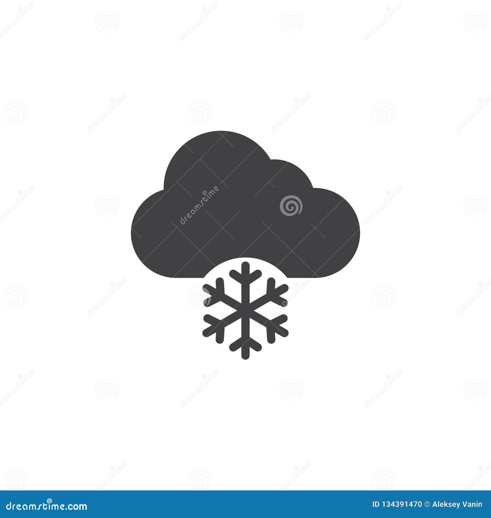 Cloud and Snowflake Vector Icon Stock Vector - Illustration of solid ...