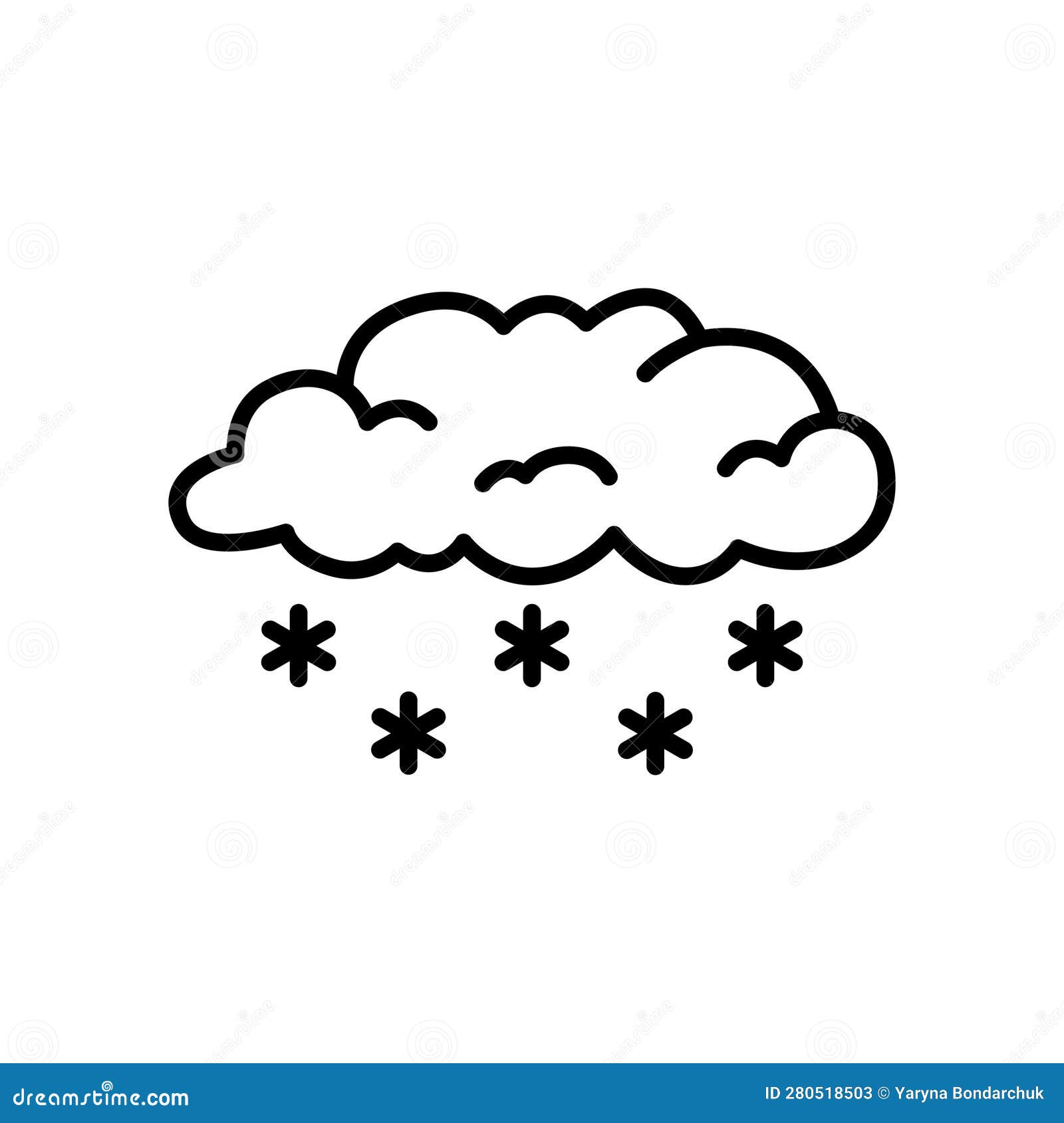 Cloud with Snowflakes Outline Icon. Editable Stroke Stock Vector ...