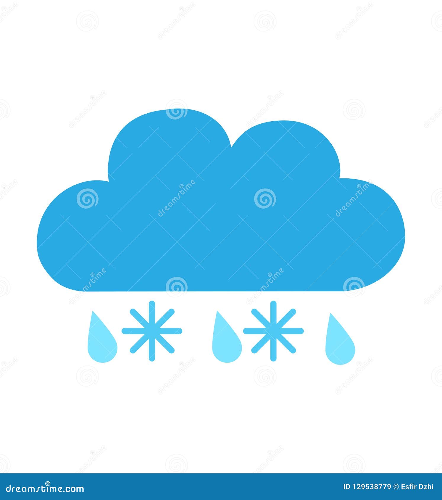 Cloud with Snowflakes and Rain Flat Color Vector Illustration Isolated ...