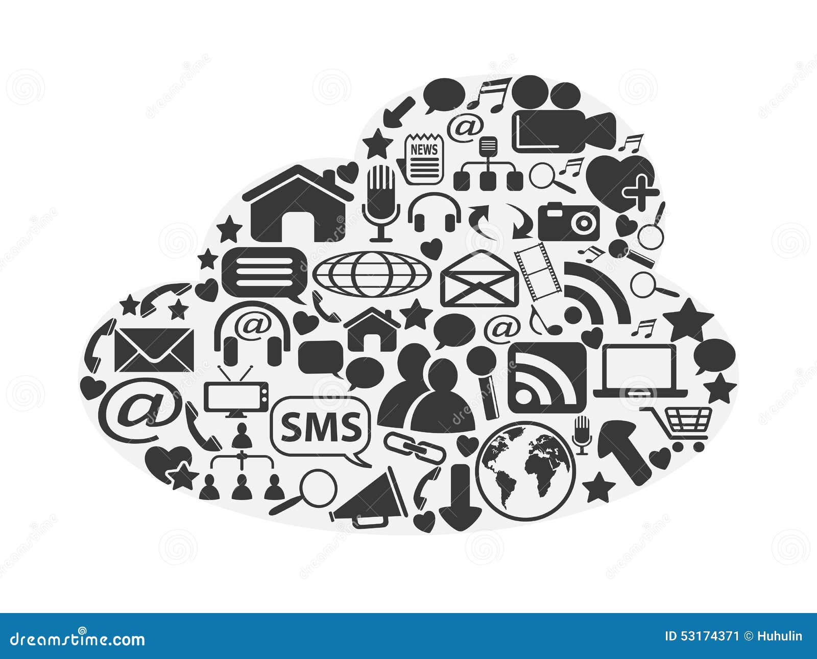 Cloud Social Media Icons Set Cartoon Vector | CartoonDealer.com #53174371