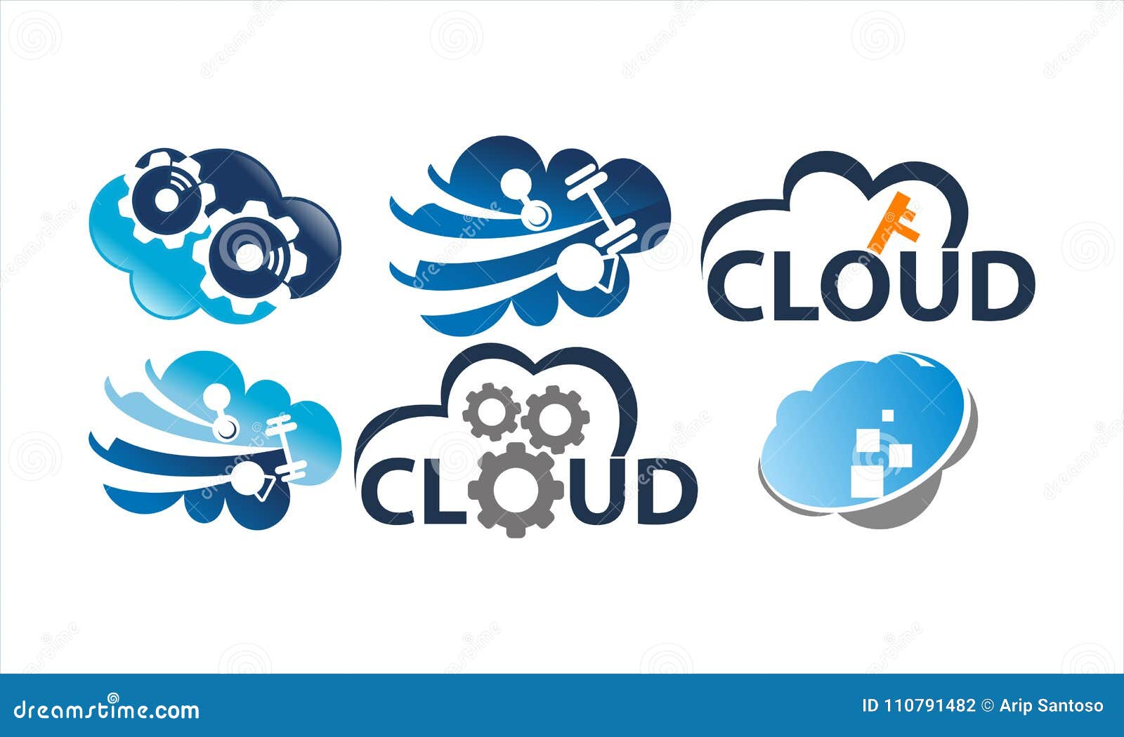 Cloud Solution Template Set Stock Vector - Illustration of database ...
