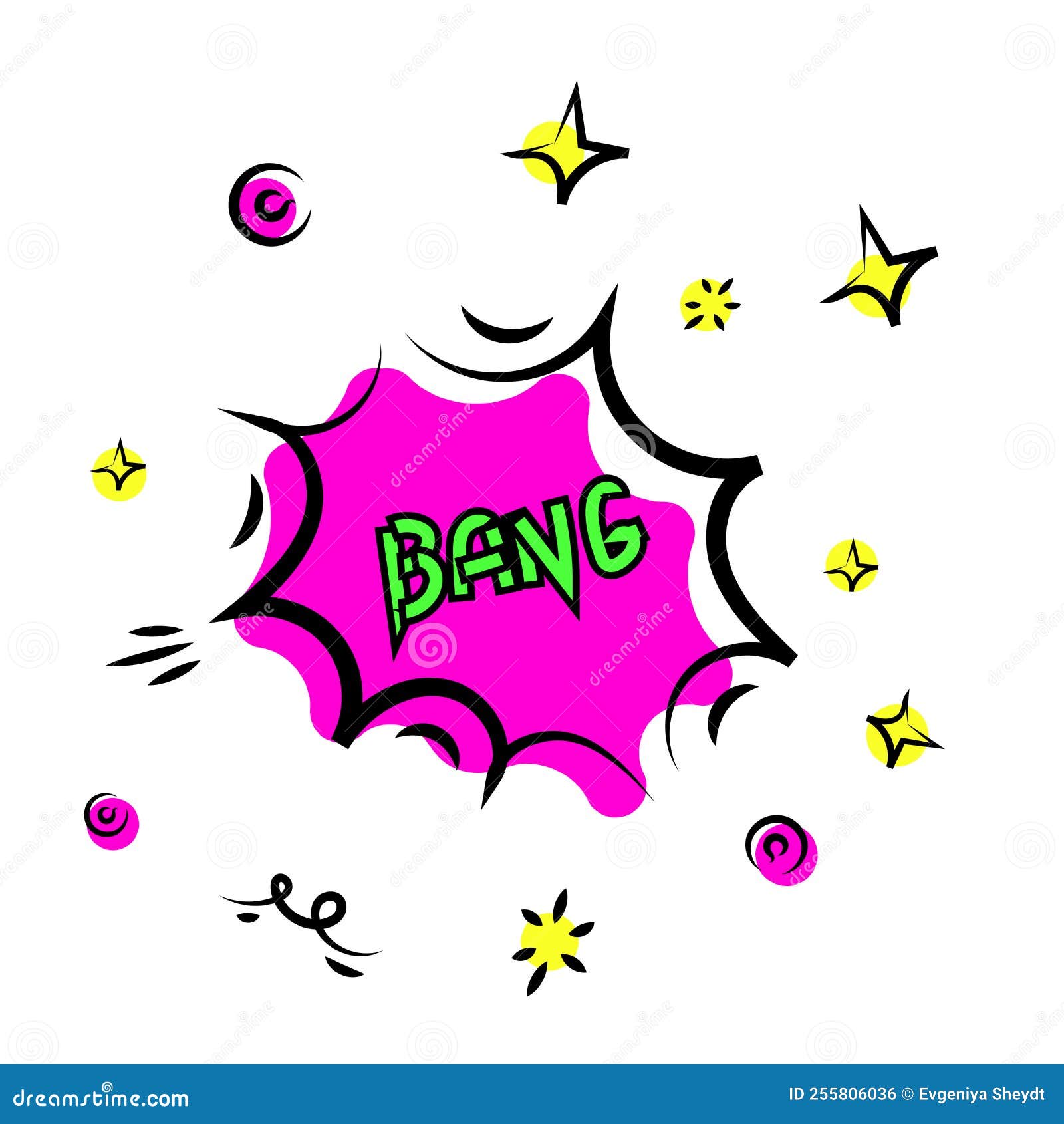 Cloud Speech Bubble with Bang Text. Comic Doodle Cartoon Style ...