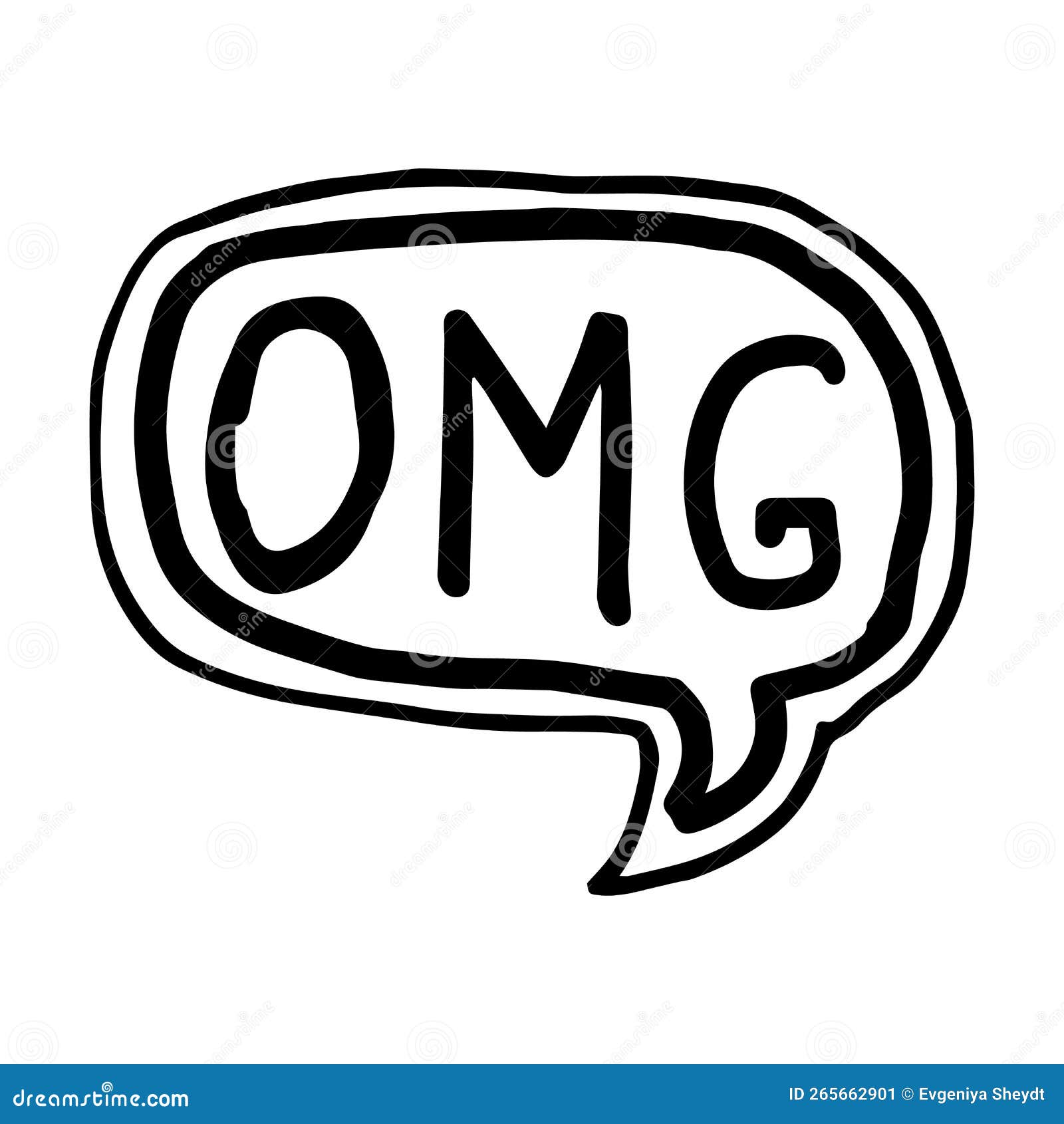 Cloud Speech Bubble with OMG Text. Comic Doodle Sketch Style. Explosion ...