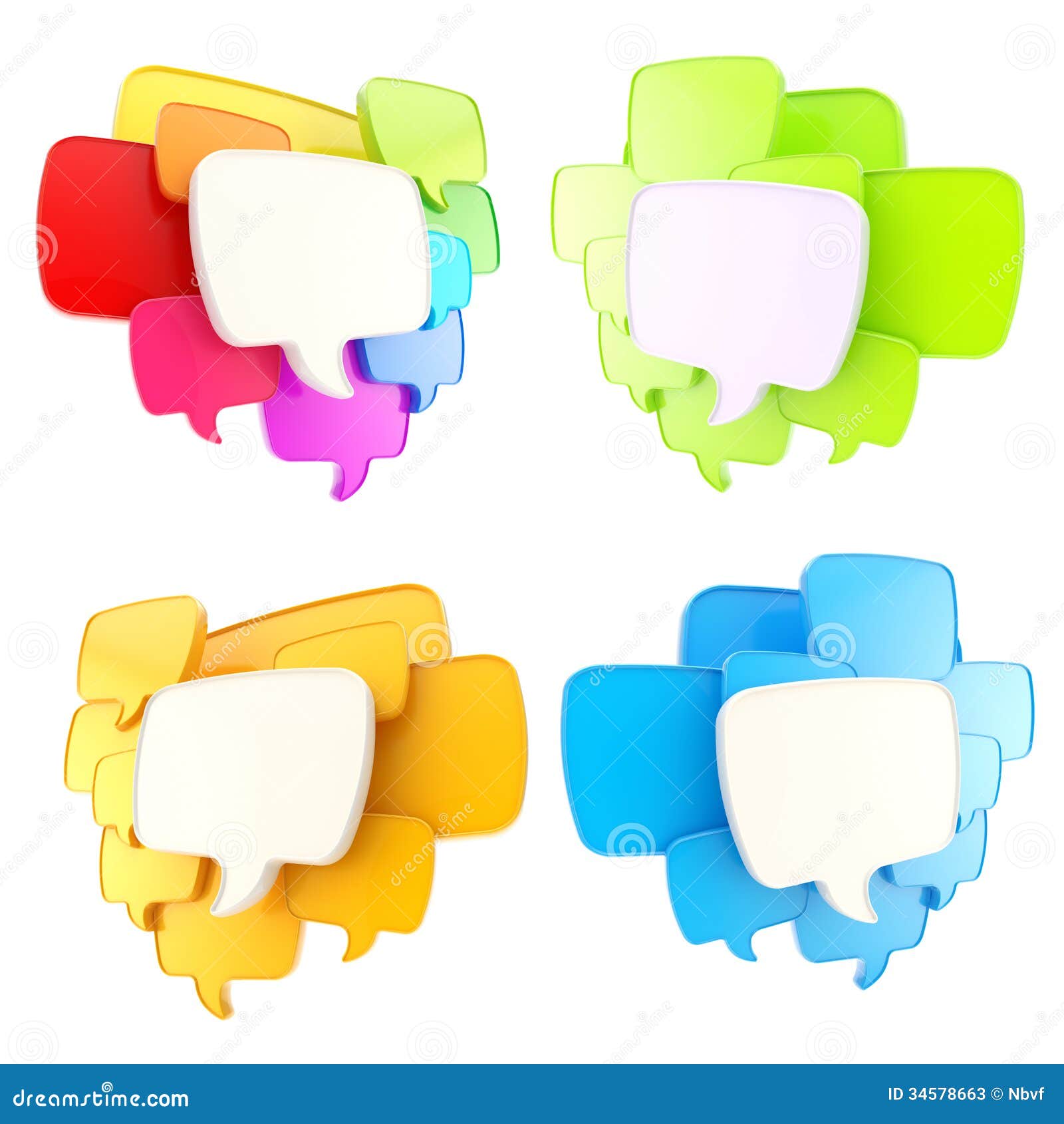 Cloud of Speech Text Bubbles As Copyspace Plates Isolated Stock ...