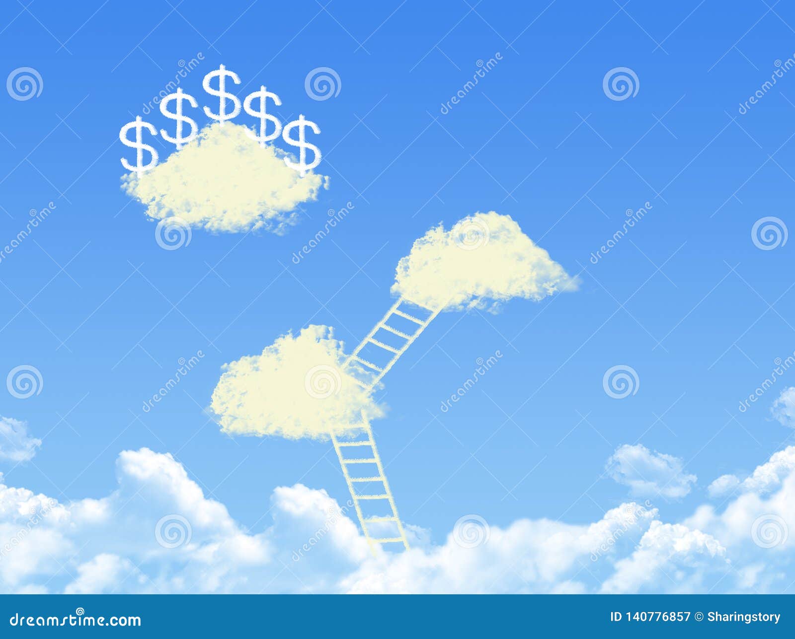 Cloud Stair, the Way To Success in Blue Sky Stock Illustration ...