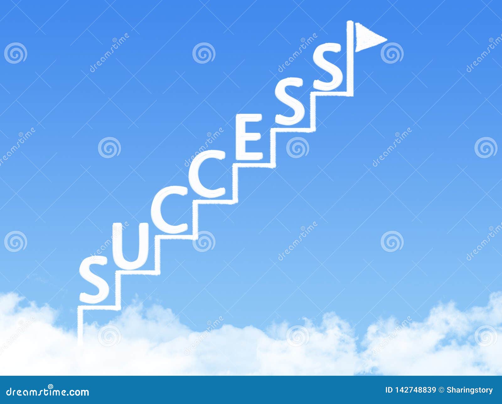 Cloud Stair, the Way To Success Stock Illustration - Illustration of ...