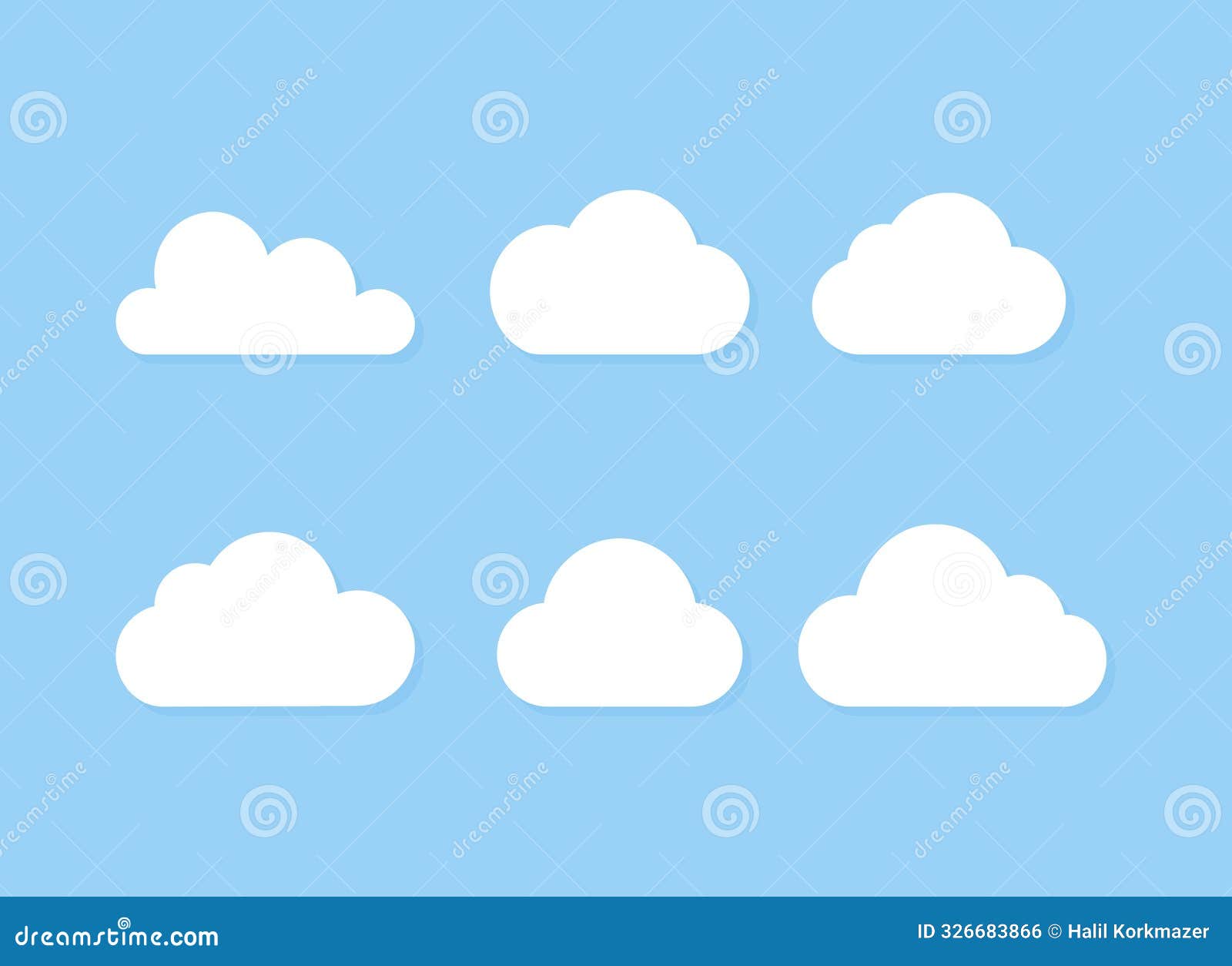 Cloud Sticker Clipart Vector Set, Flat Design Stock Illustration - Illustration of company ...