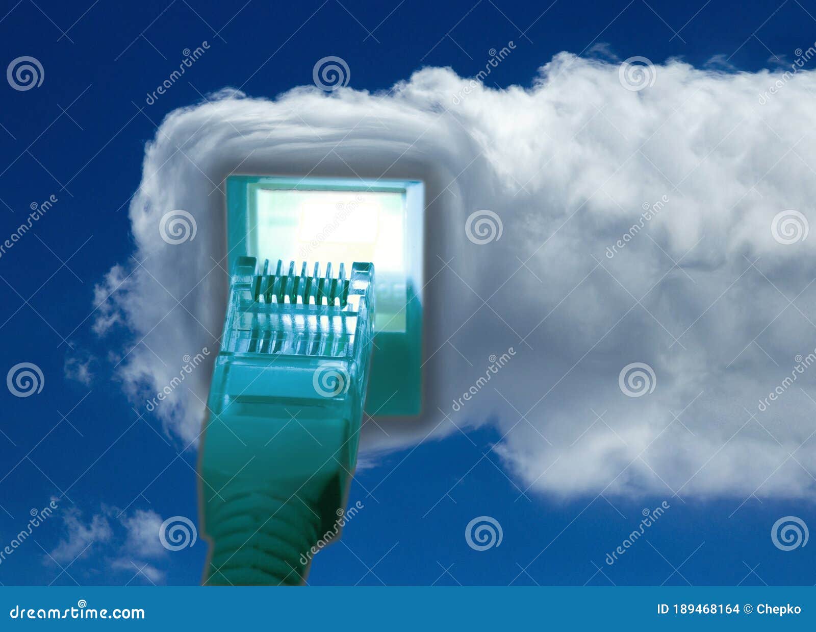 Cloud Storage Abstract Picture Cable Connects To Natural Cloud Against ...