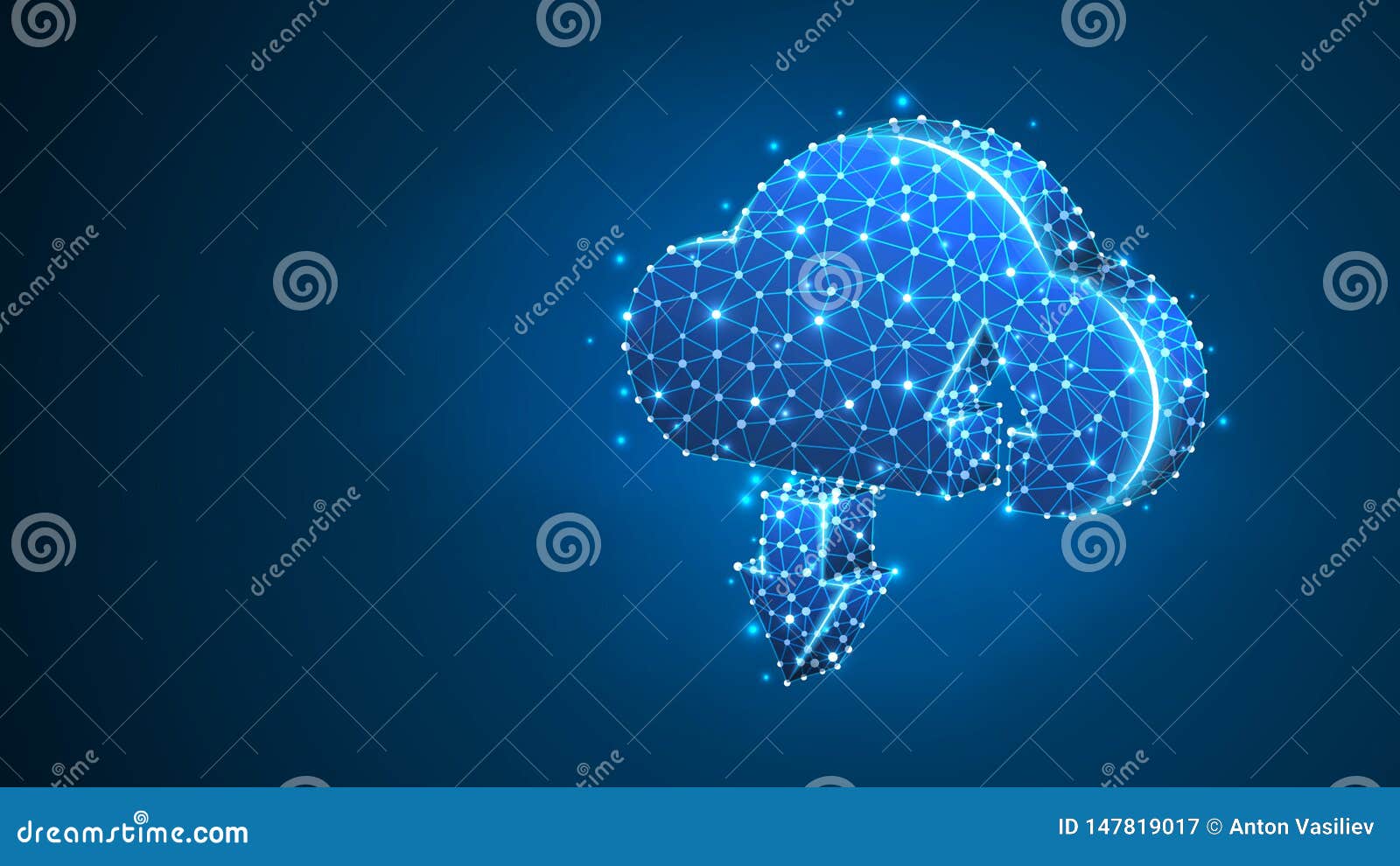 Cloud Storage. Access, Data, Internet Server Concept. Polygonal Computing Sign Stock Vector ...