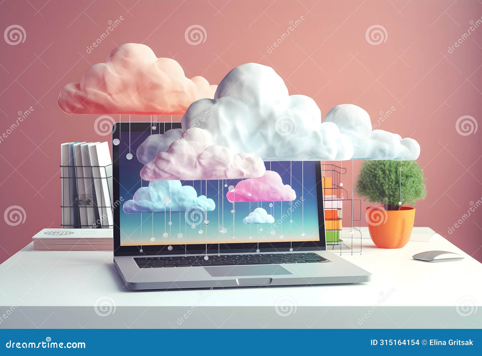 Cloud Storage Computer, Cloud Storage, Linking Computer, Data Center ...