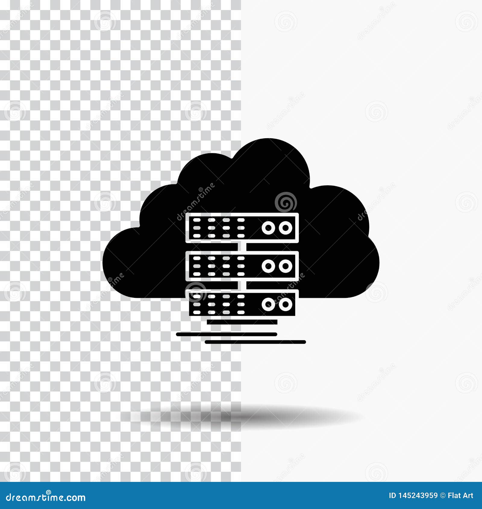 Cloud, Storage, Computing, Data, Flow Glyph Icon on Transparent ...