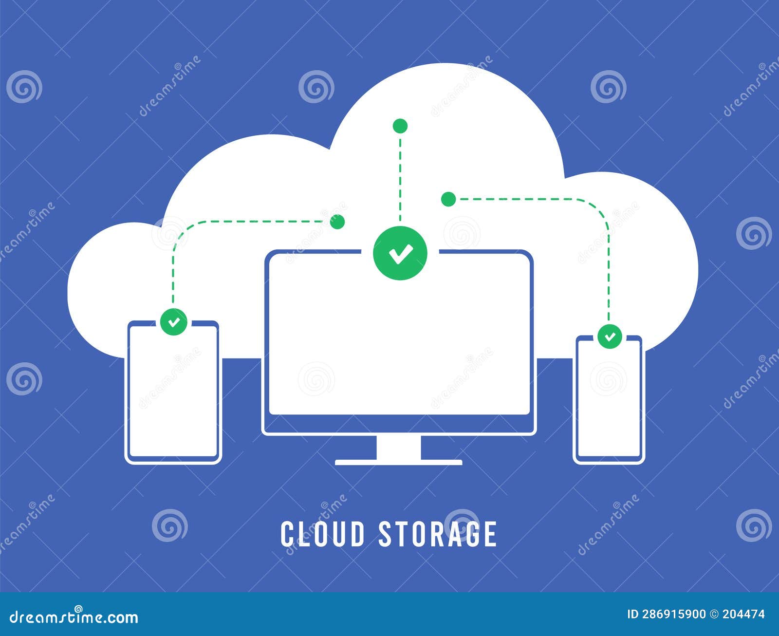 Cloud Storage Computing Services Concept. Online Data Storage Solution. Cloud Server Connected ...