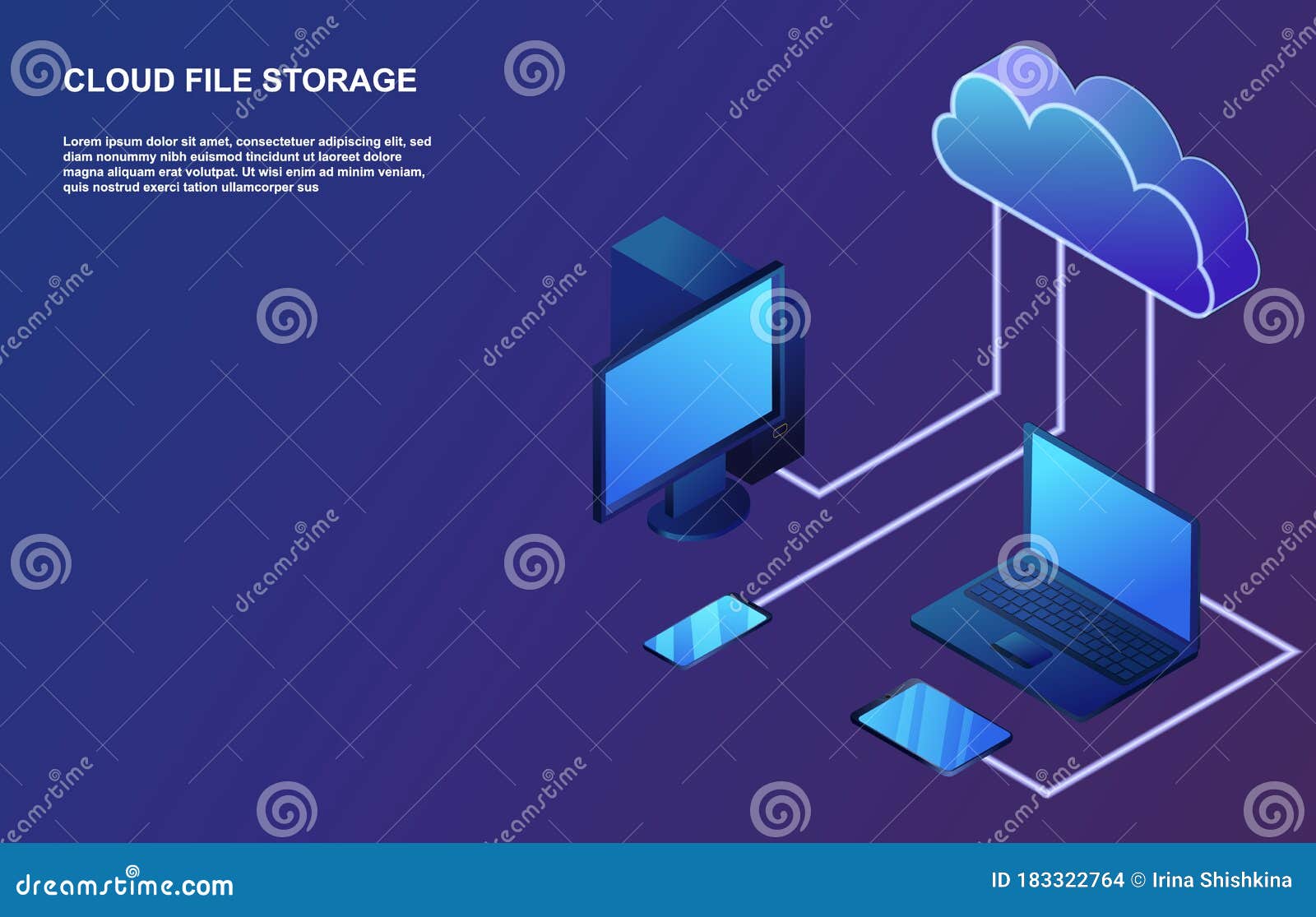 Cloud Storage Concept with Different Gadgets Stock Vector ...
