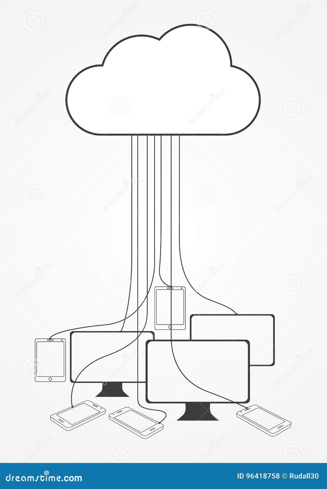 Cloud Storage Concept stock vector. Illustration of computer - 96418758