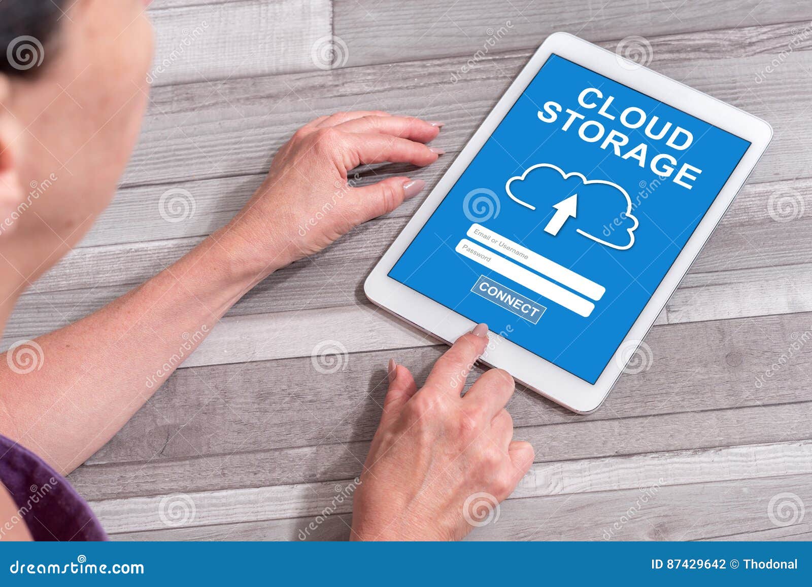 Cloud Storage Concept on a Tablet Stock Photo - Image of data, website ...