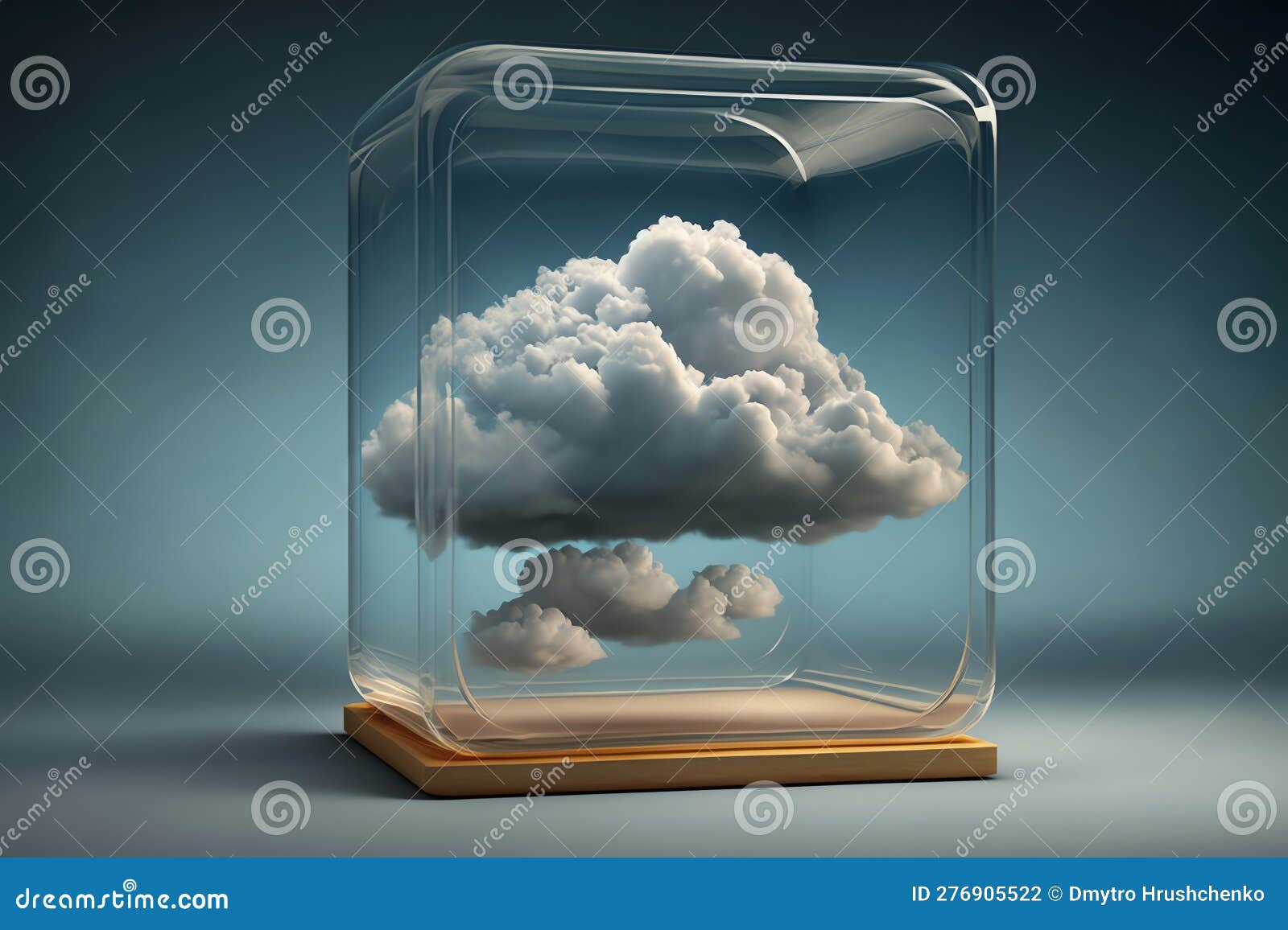 Cloud Storage Concept. White Cloud Storage System. Clouds in Glass Cube ...