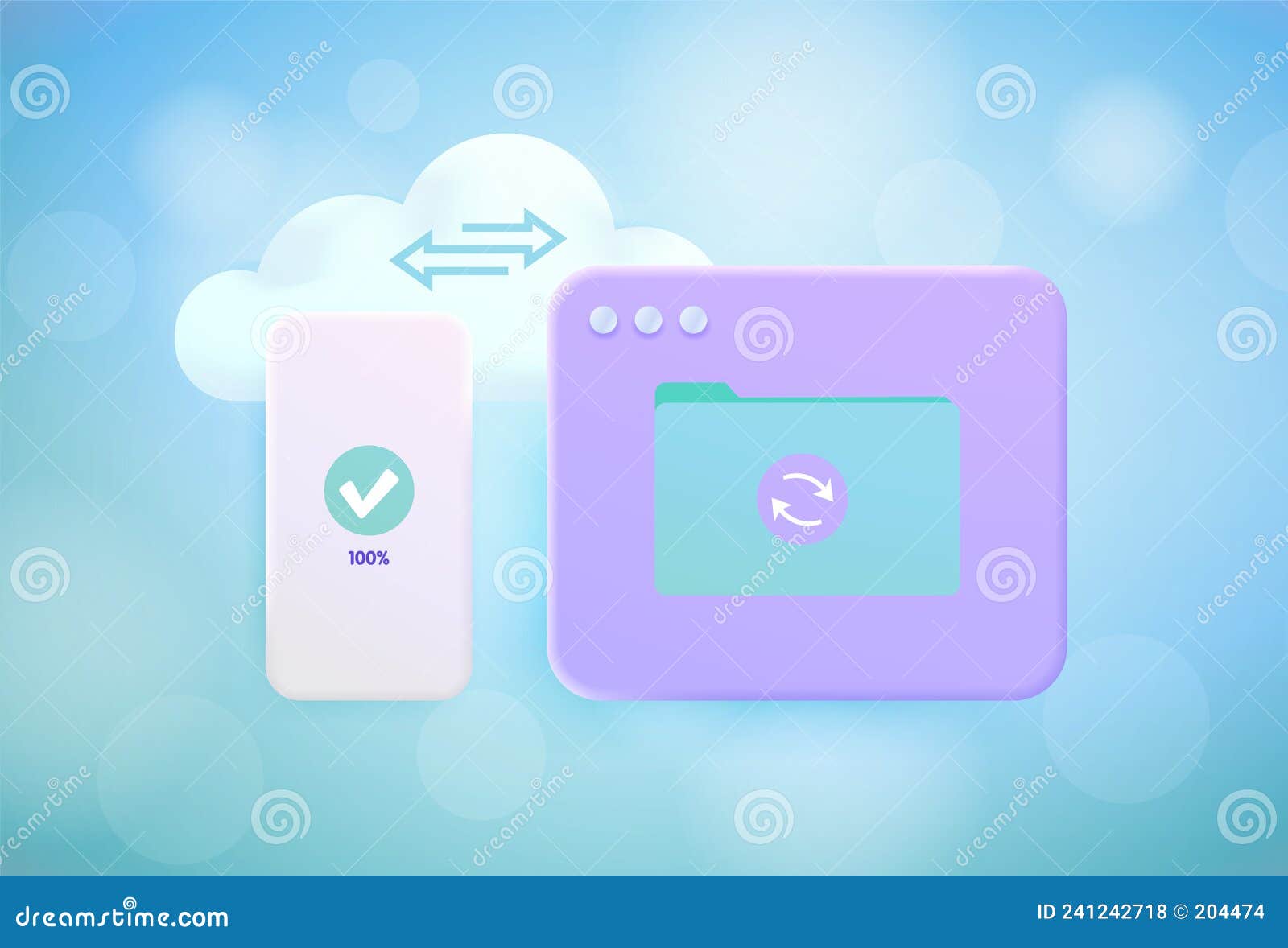 Cloud Storage 3d Concept. Personal Data Backup App Sync Stock Vector - Illustration of ...