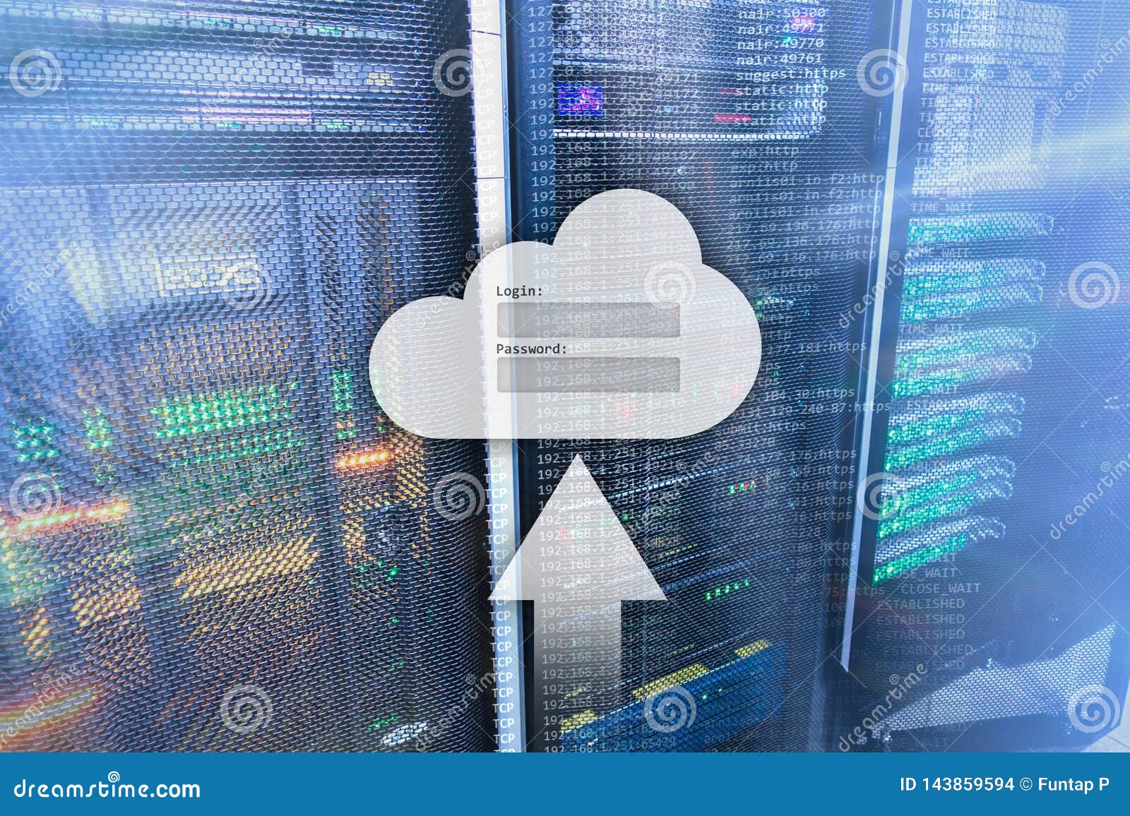 Cloud Storage, Data Access, Login and Password Request Window on Server ...