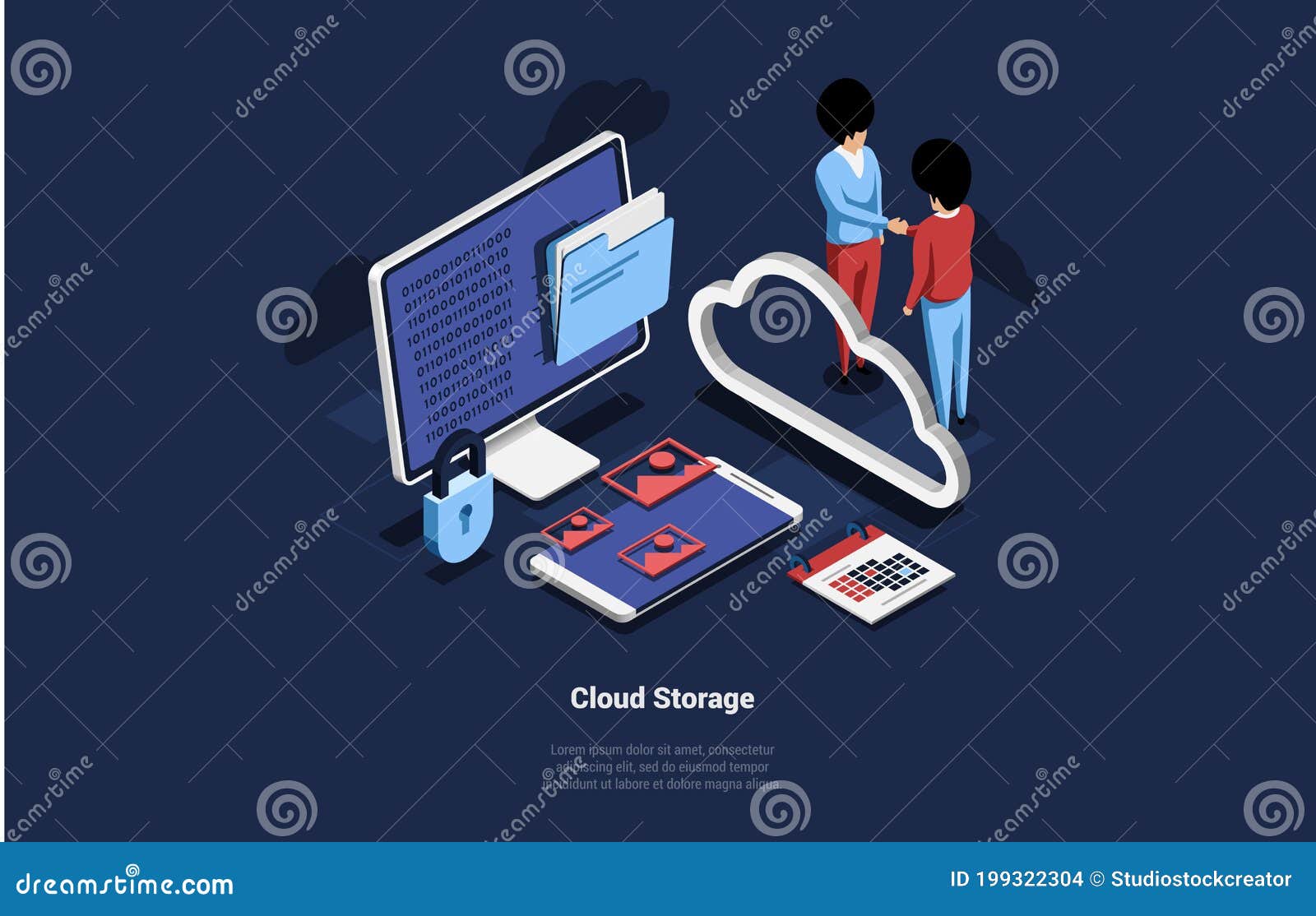 Cloud Storage of Data Concept Vector Ilustration. 3D Isometric ...