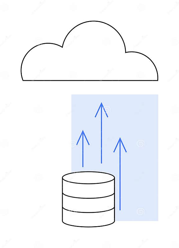 Cloud Storage Data Upload Concept with Database and Upward Arrows Stock ...