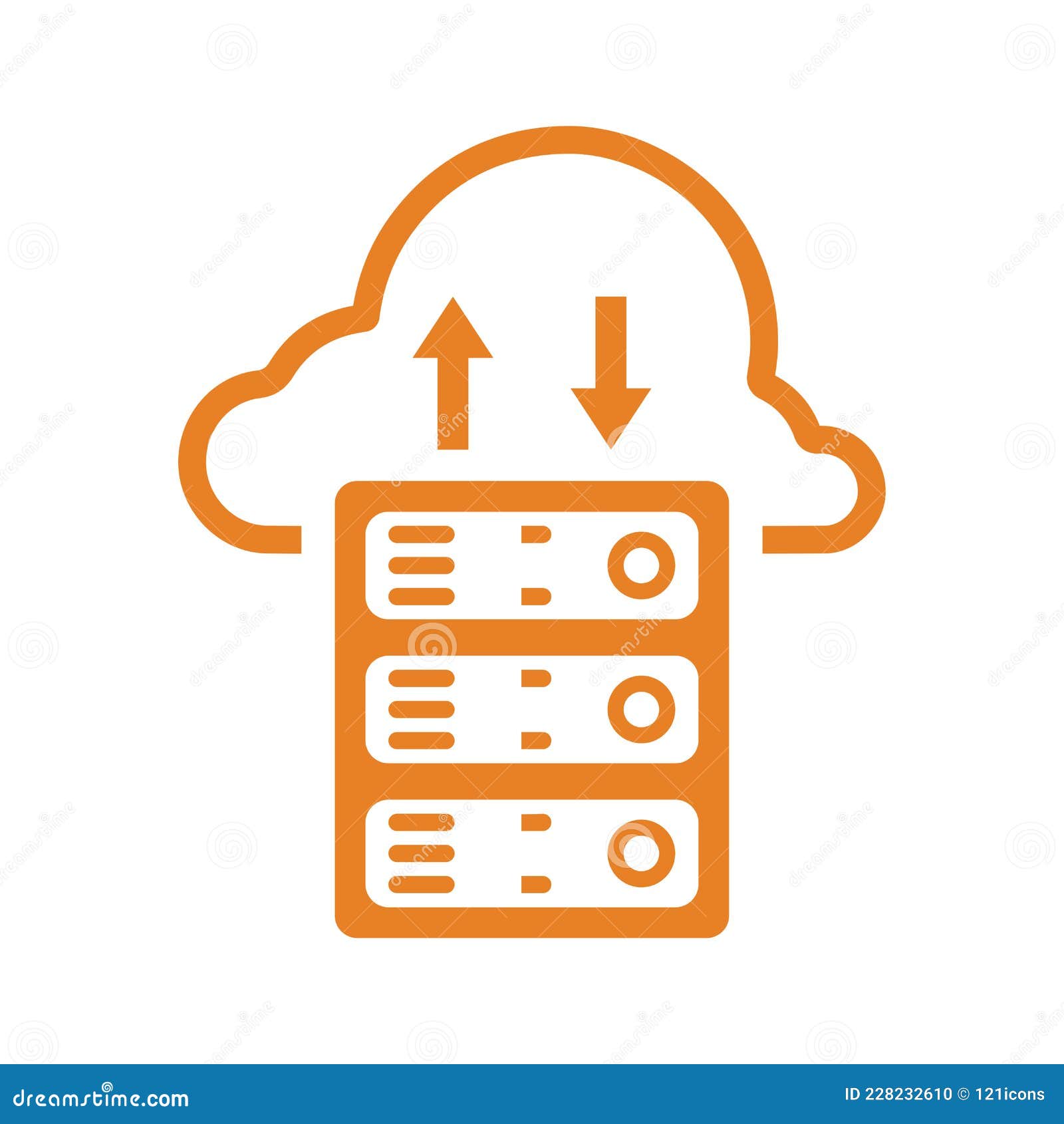 Cloud, Storage, Database, Server Icon.Orange Vector Graphic Stock ...