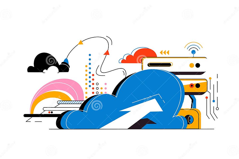 Cloud Storage, Digital Service or App with Data Stock Vector - Illustration of icon, cloud ...
