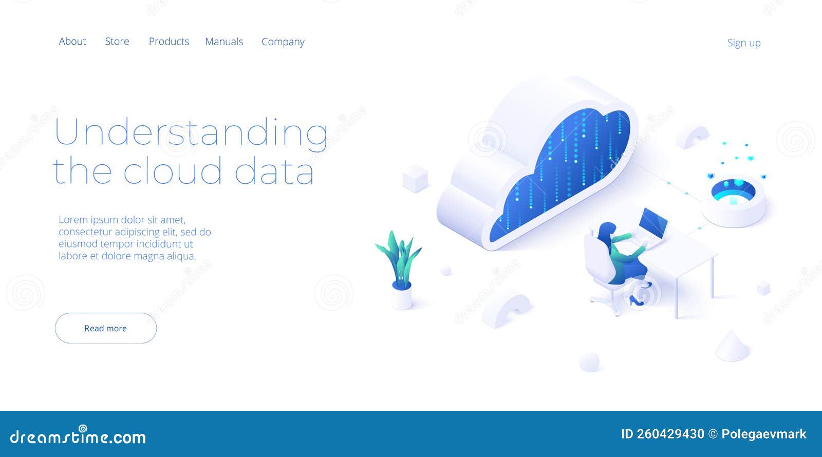Cloud Storage Download Isometric Vector Illustration. Digital Service ...