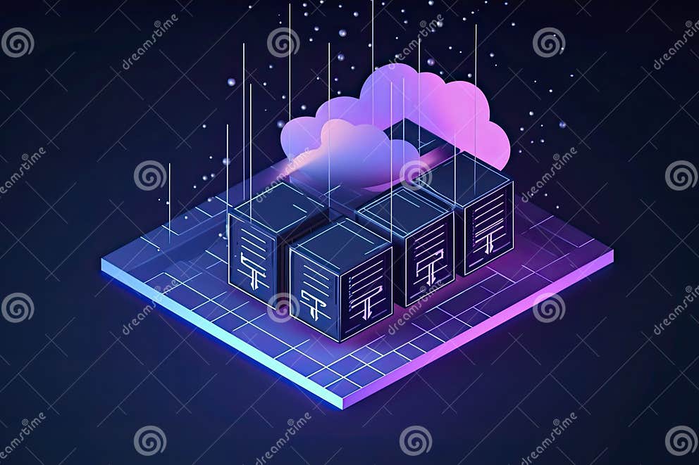 Cloud Storage for Downloading an Isometric. a Digital Service or Application with Data ...