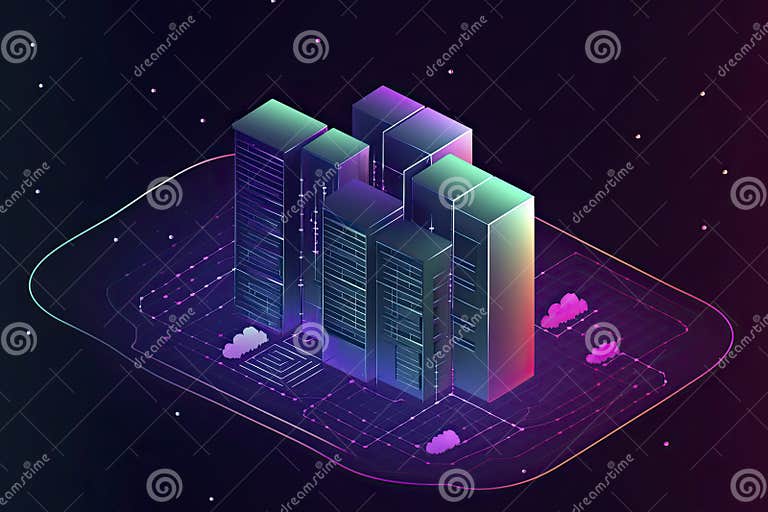 Cloud Storage for Downloading an Isometric. a Digital Service or Application with Data ...