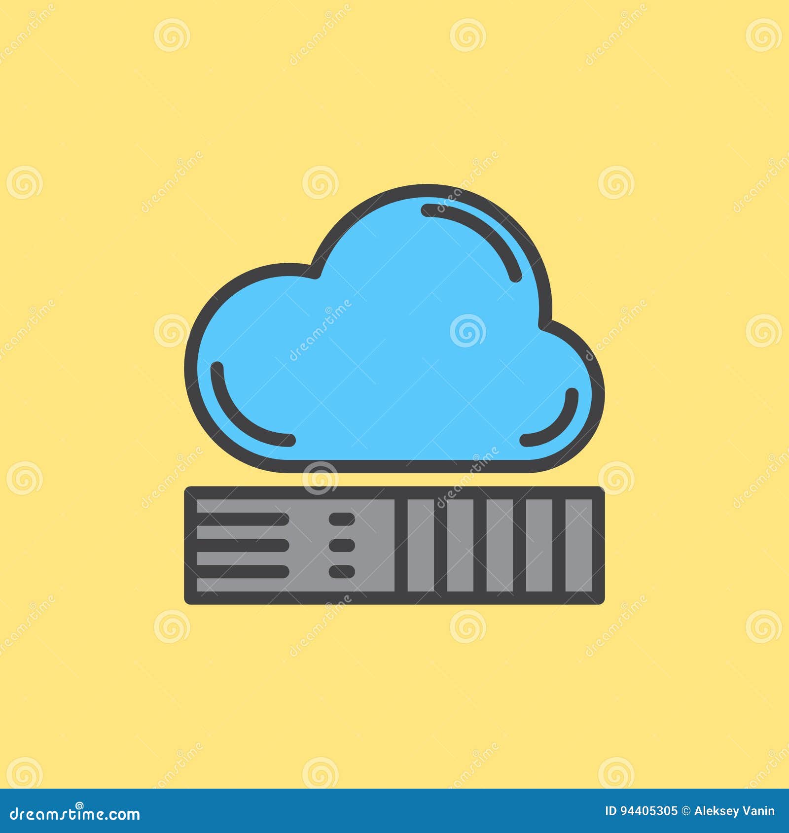 Cloud Storage Filled Outline Icon, Network Drive Colorful Vector Sign ...