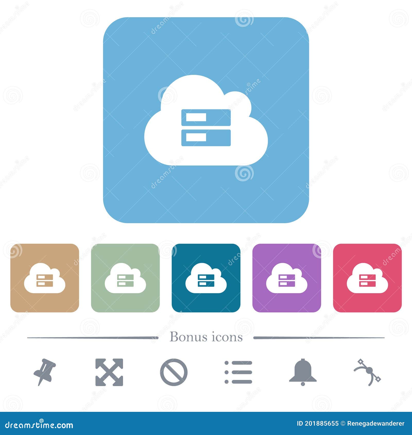 Cloud Storage Flat Icons on Color Rounded Square Backgrounds Stock Vector - Illustration of ...