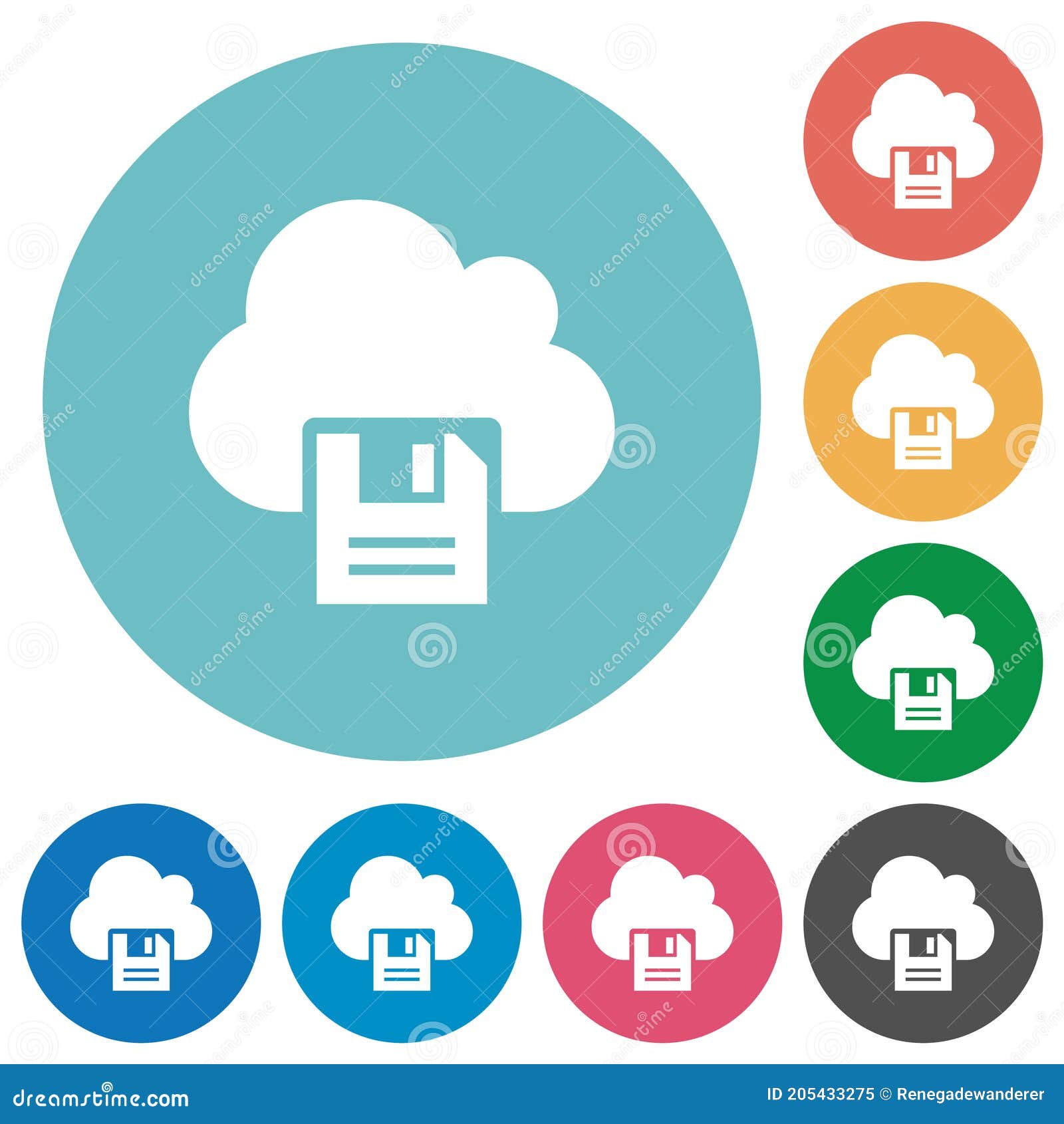Cloud Storage Flat Round Icons Stock Vector - Illustration of icons ...