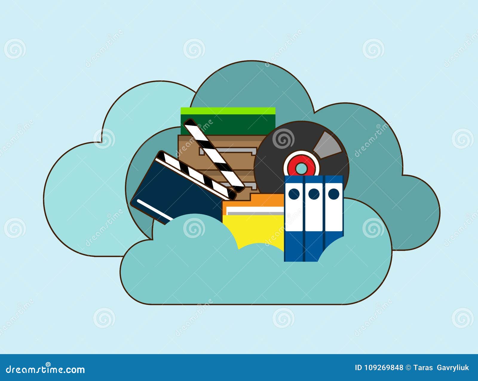Cloud Storage, Folder with Files of Different Formats Stock Vector ...