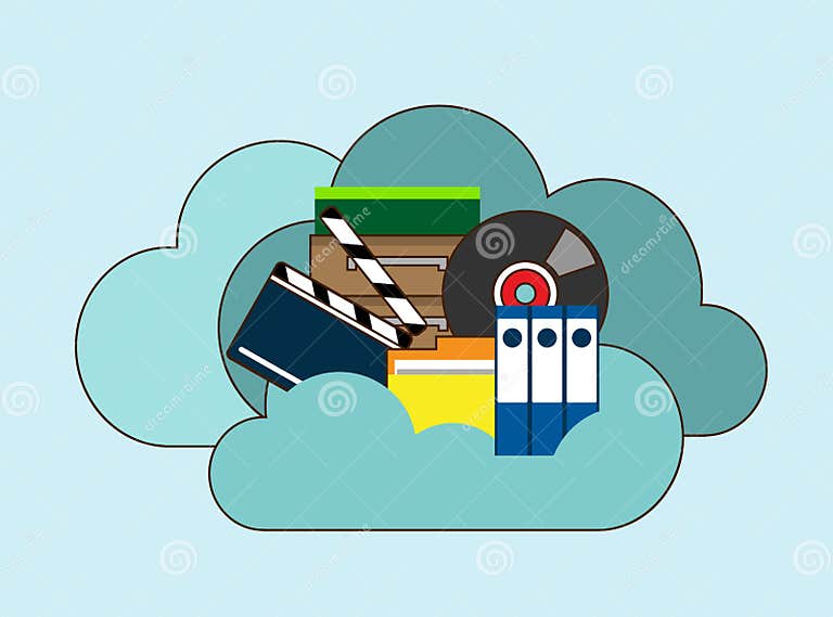 Cloud Storage, Folder with Files of Different Formats Stock Vector ...
