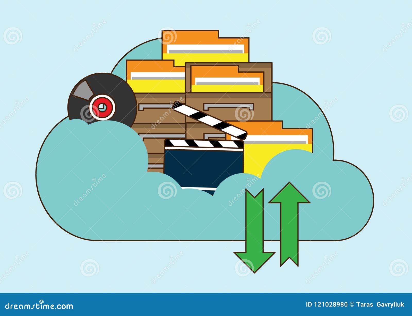 Cloud Storage, Folder with Files of Different Formats Stock Vector ...