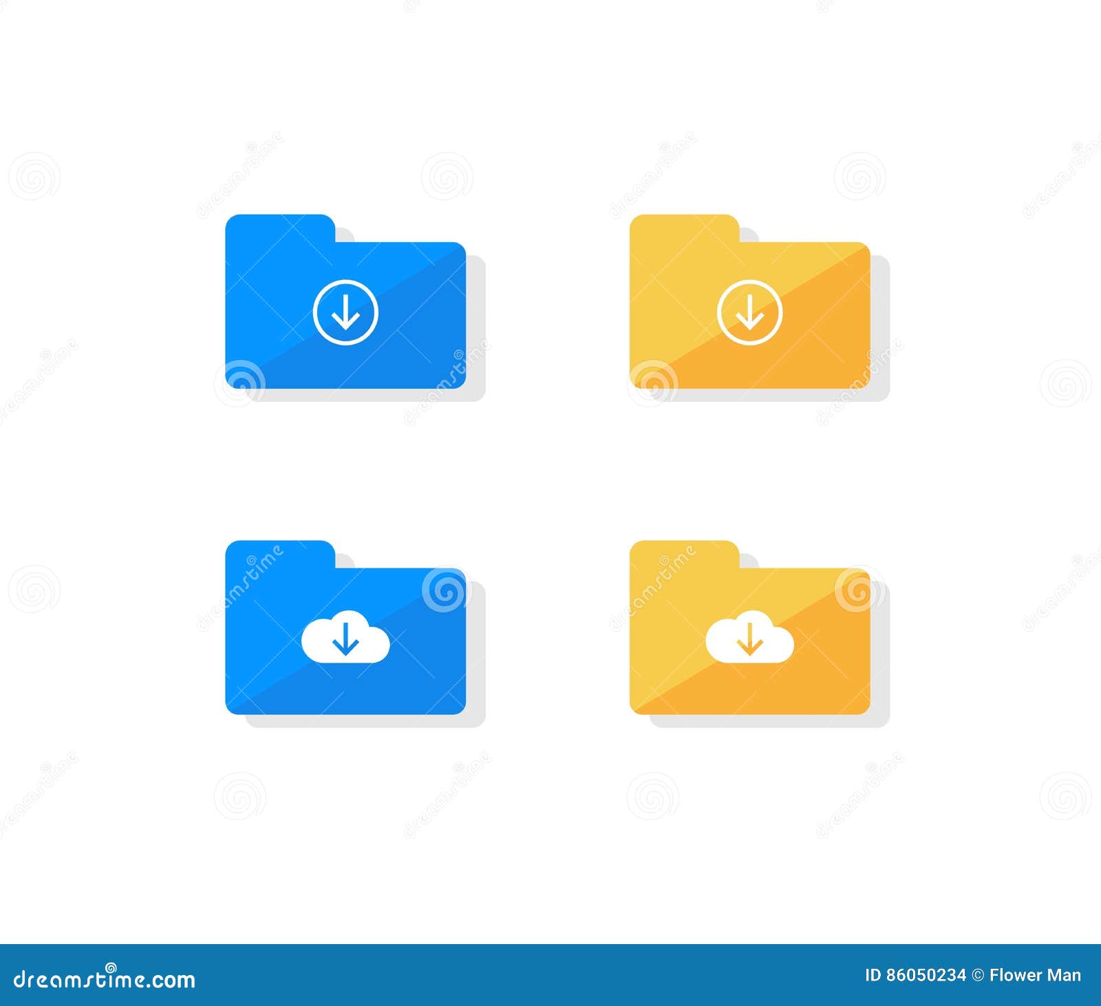 Cloud Storage Folder Icon Set Stock Vector - Illustration of cloud ...