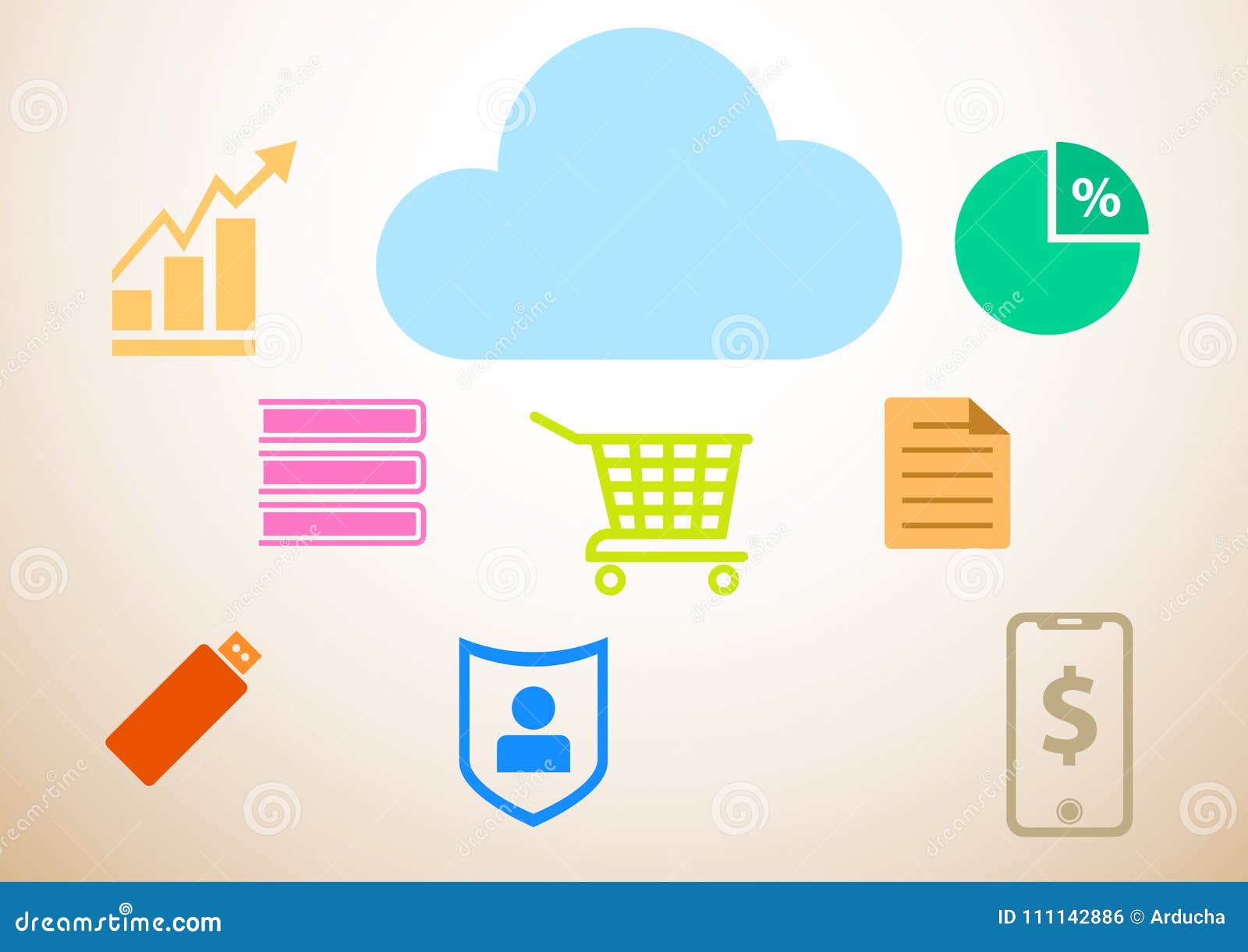 Cloud Storage Function with Icon for Illustration Stock Vector ...