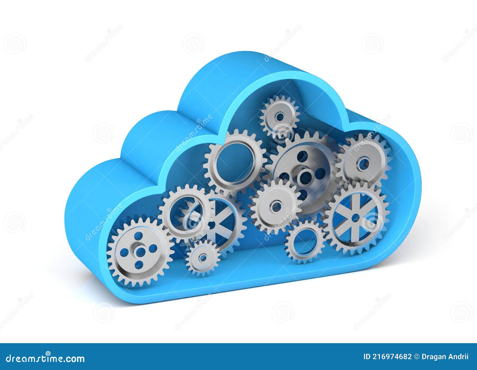Cloud Storage with Gears. Technical Work on the Server. Isolated on ...