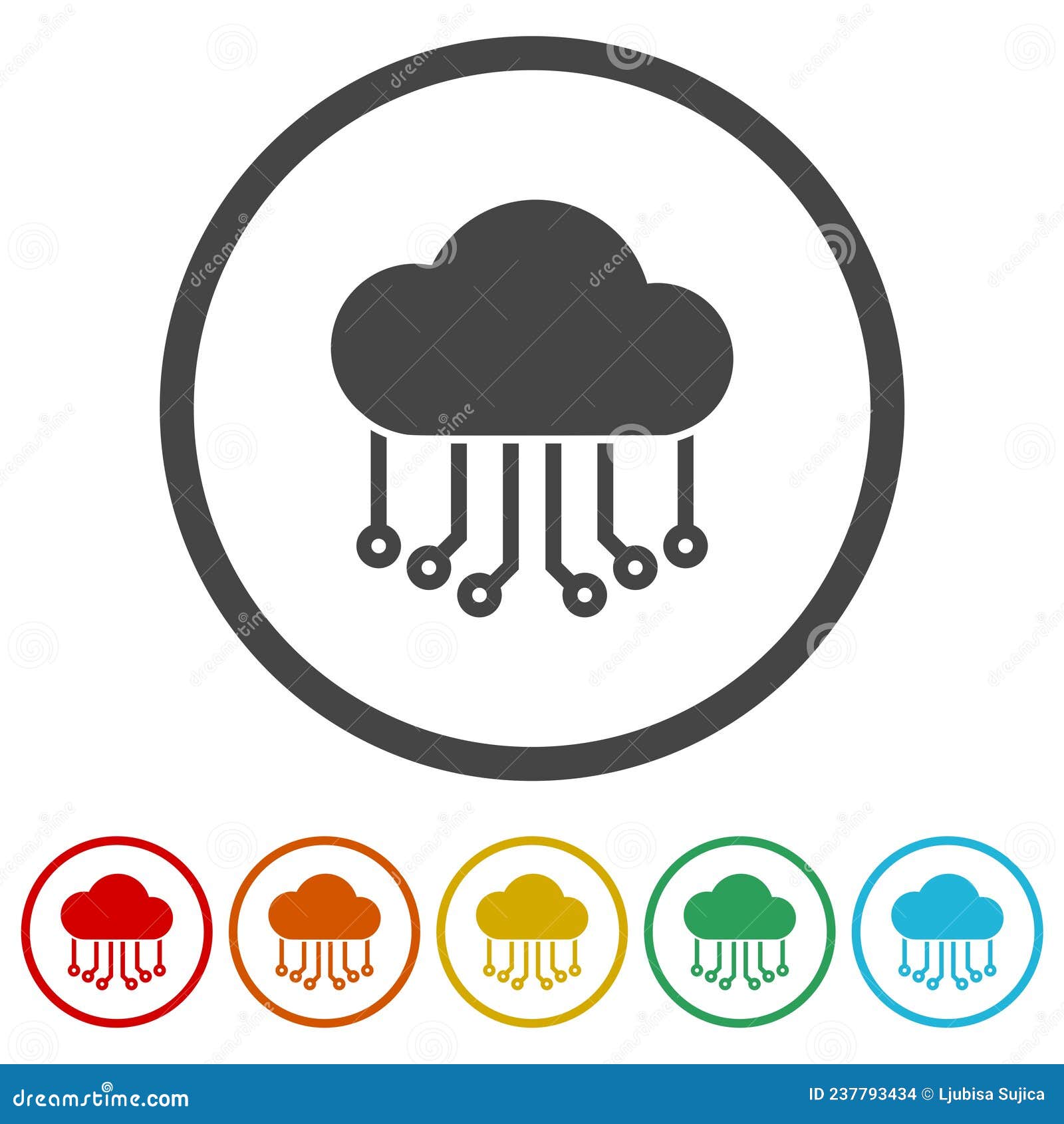 Cloud Storage Icon Isolated on White Background, Color Set Stock Vector ...